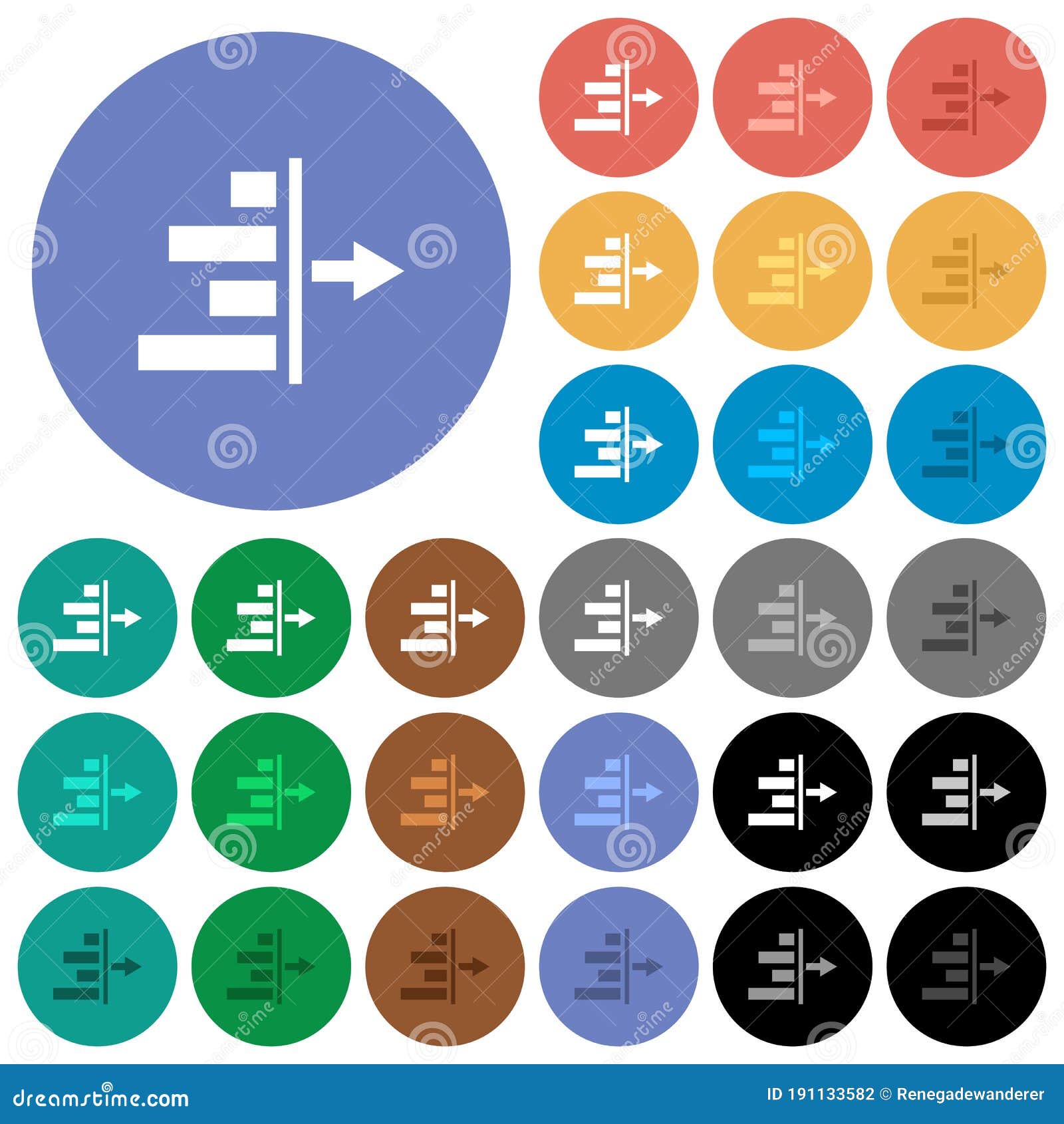Decrease Right Indentation of Content Round Flat Multi Colored Icons Stock Vector - Illustration ...