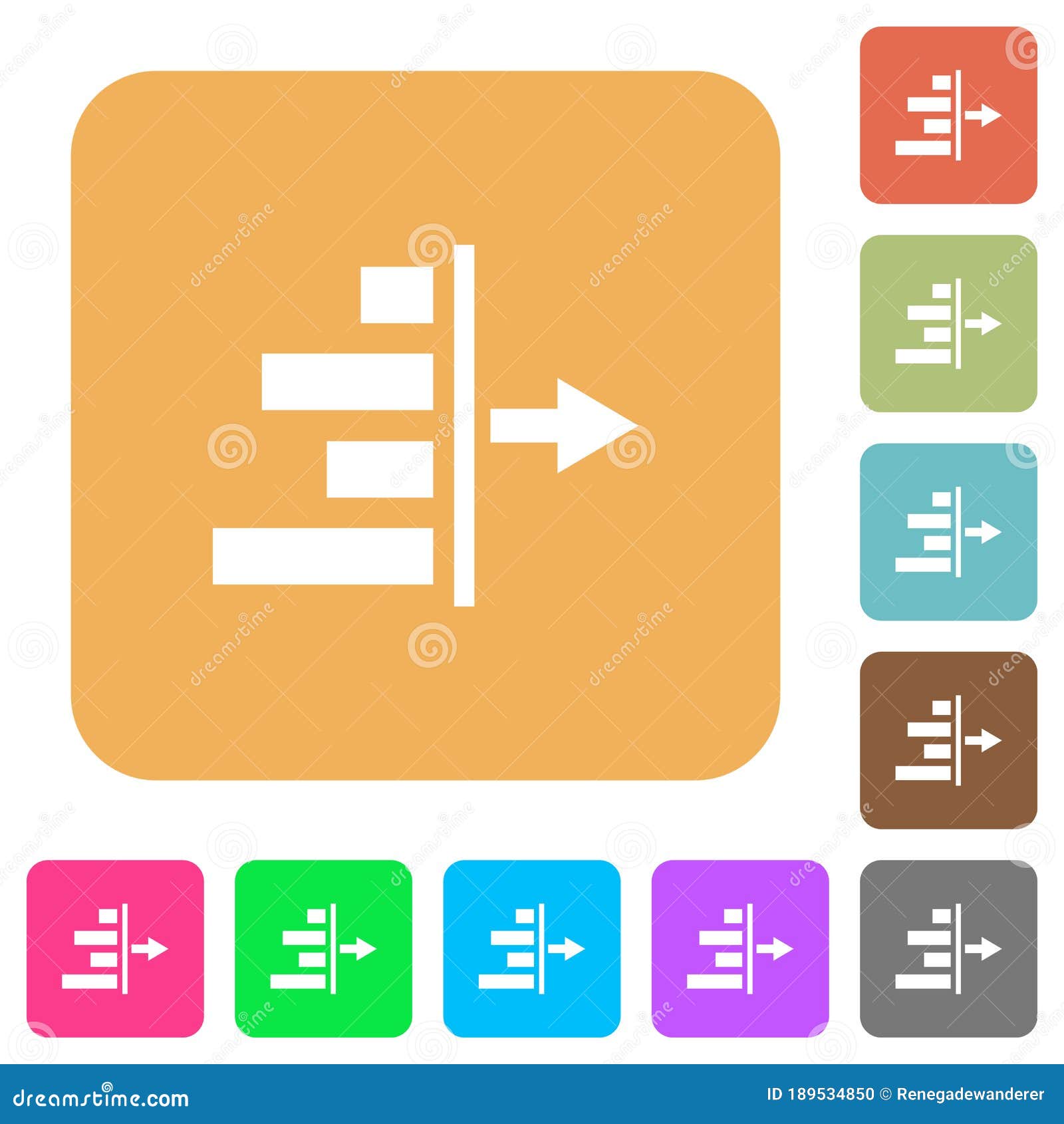 Decrease Right Indentation of Content Rounded Square Flat Icons Stock Vector - Illustration of ...