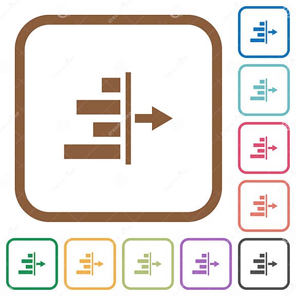 Decrease Right Indentation of Content Simple Icons Stock Vector - Illustration of bent, blue ...