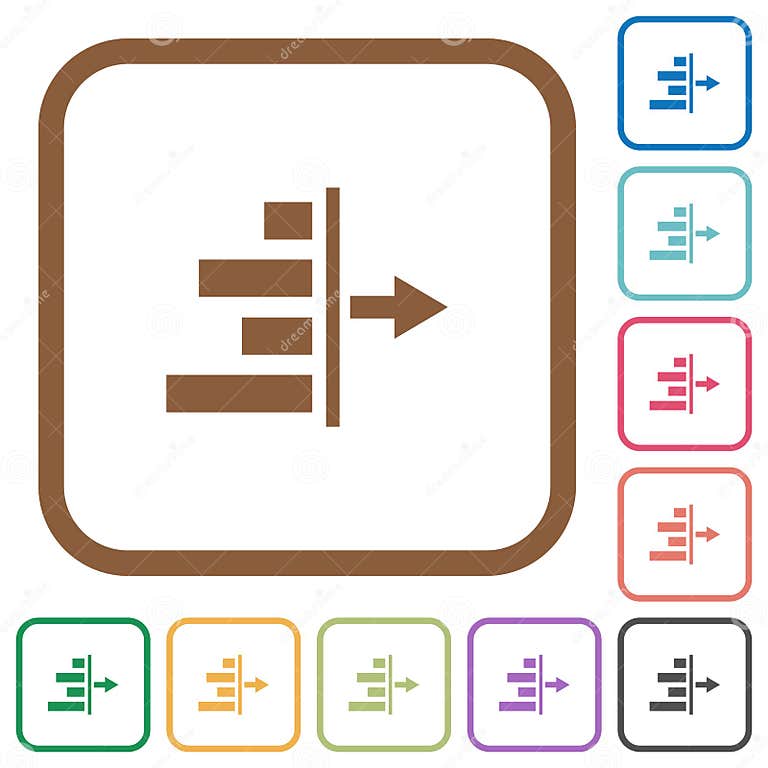 Decrease Right Indentation of Content Simple Icons Stock Vector - Illustration of bent, blue ...
