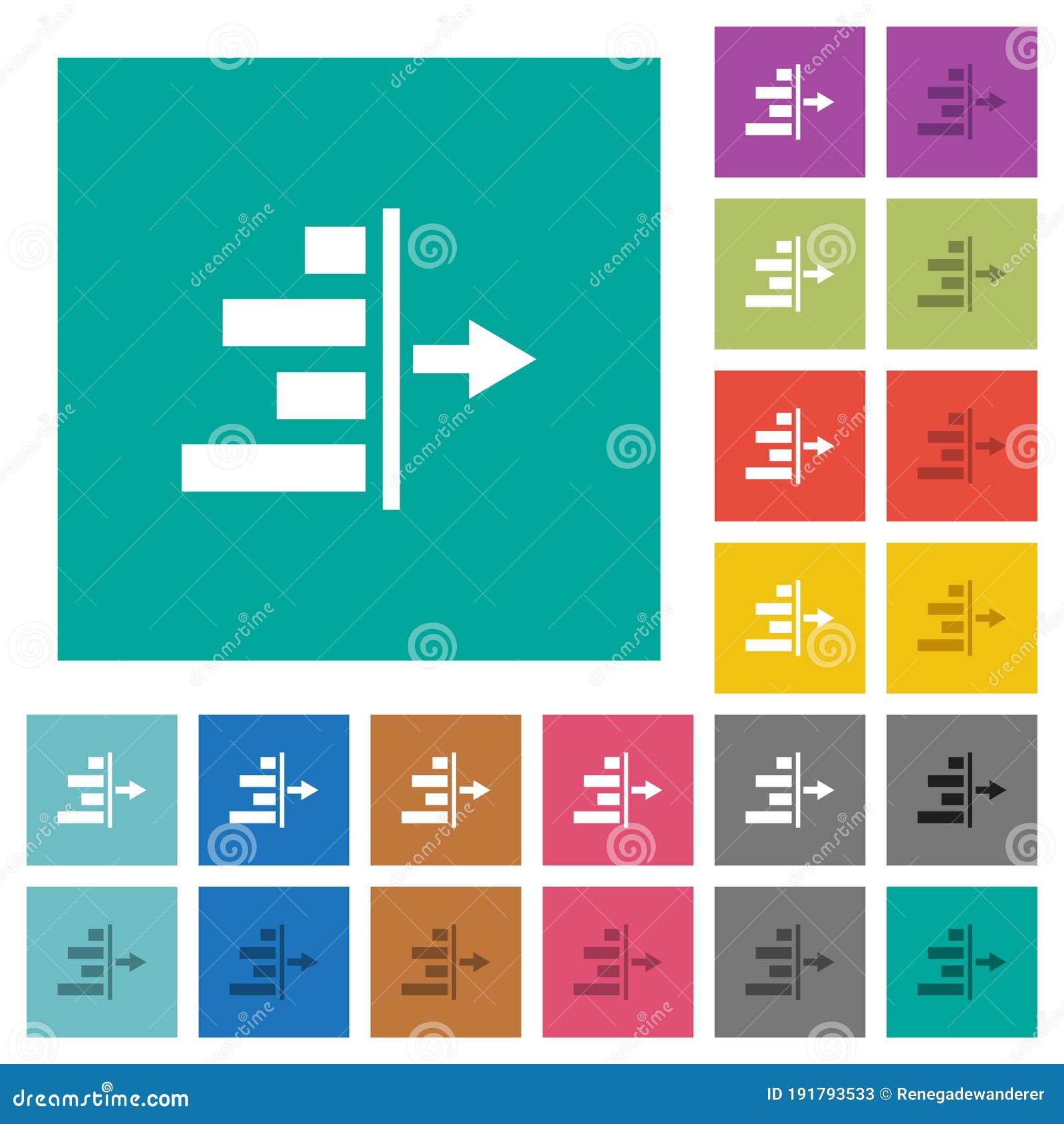 Decrease Right Indentation of Content Square Flat Multi Colored Icons Stock Vector ...