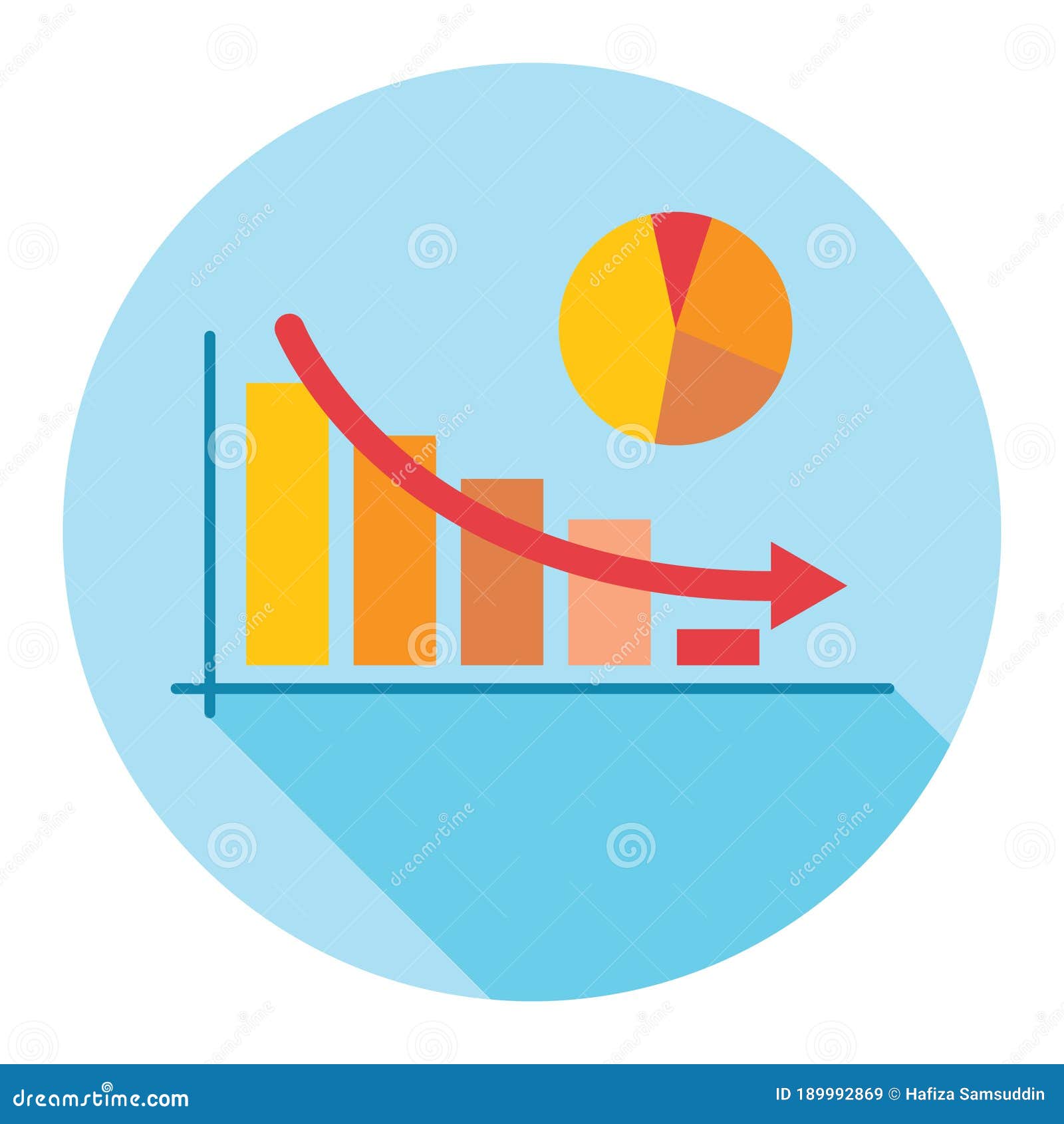 Decrease Shown in Bar Graph and Chart. Vector Illustration Decorative Design Stock Vector ...