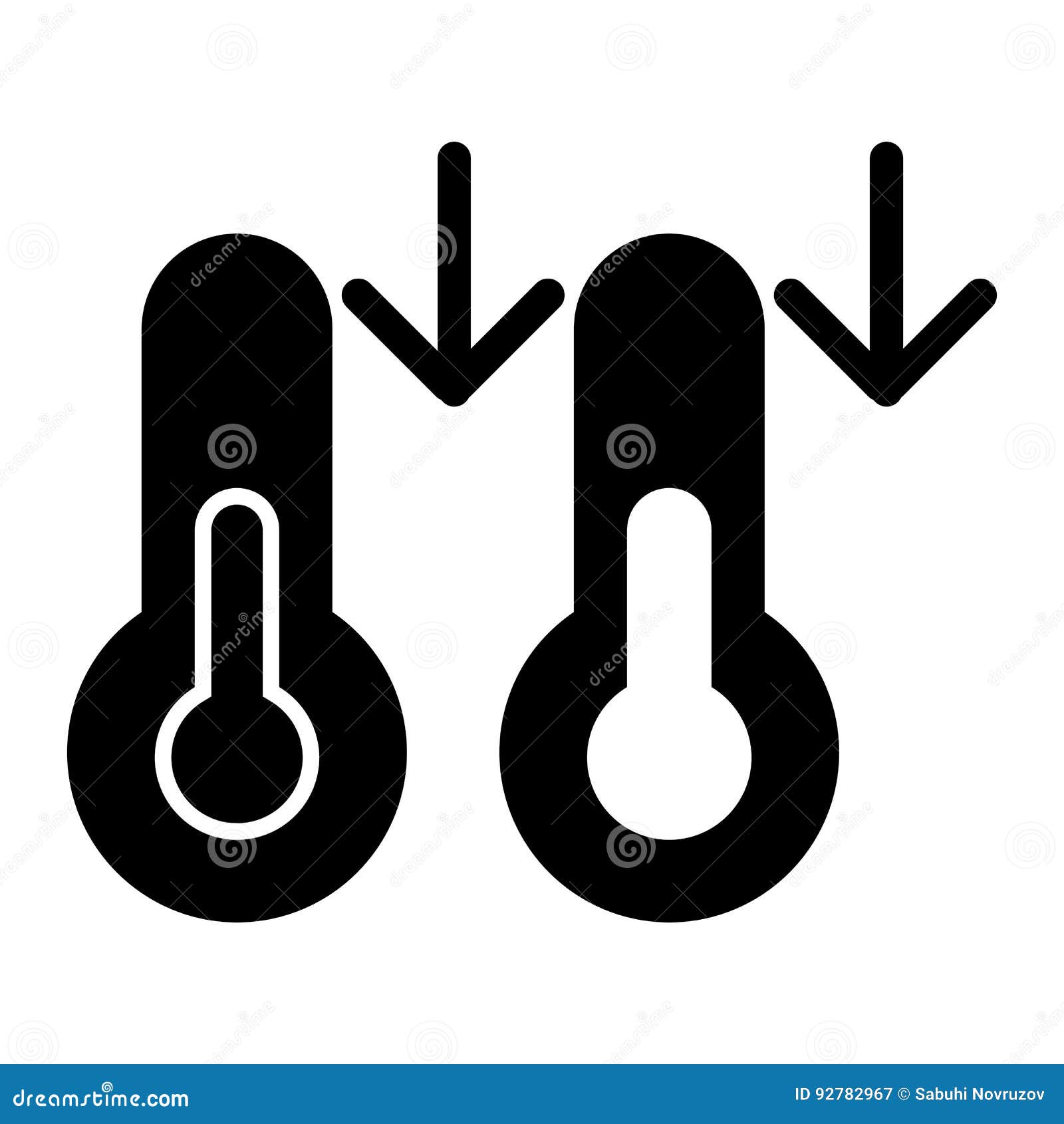 Decrease in Temperature Vector Icon. Black and White Thermometer, Meteorology Forecast ...
