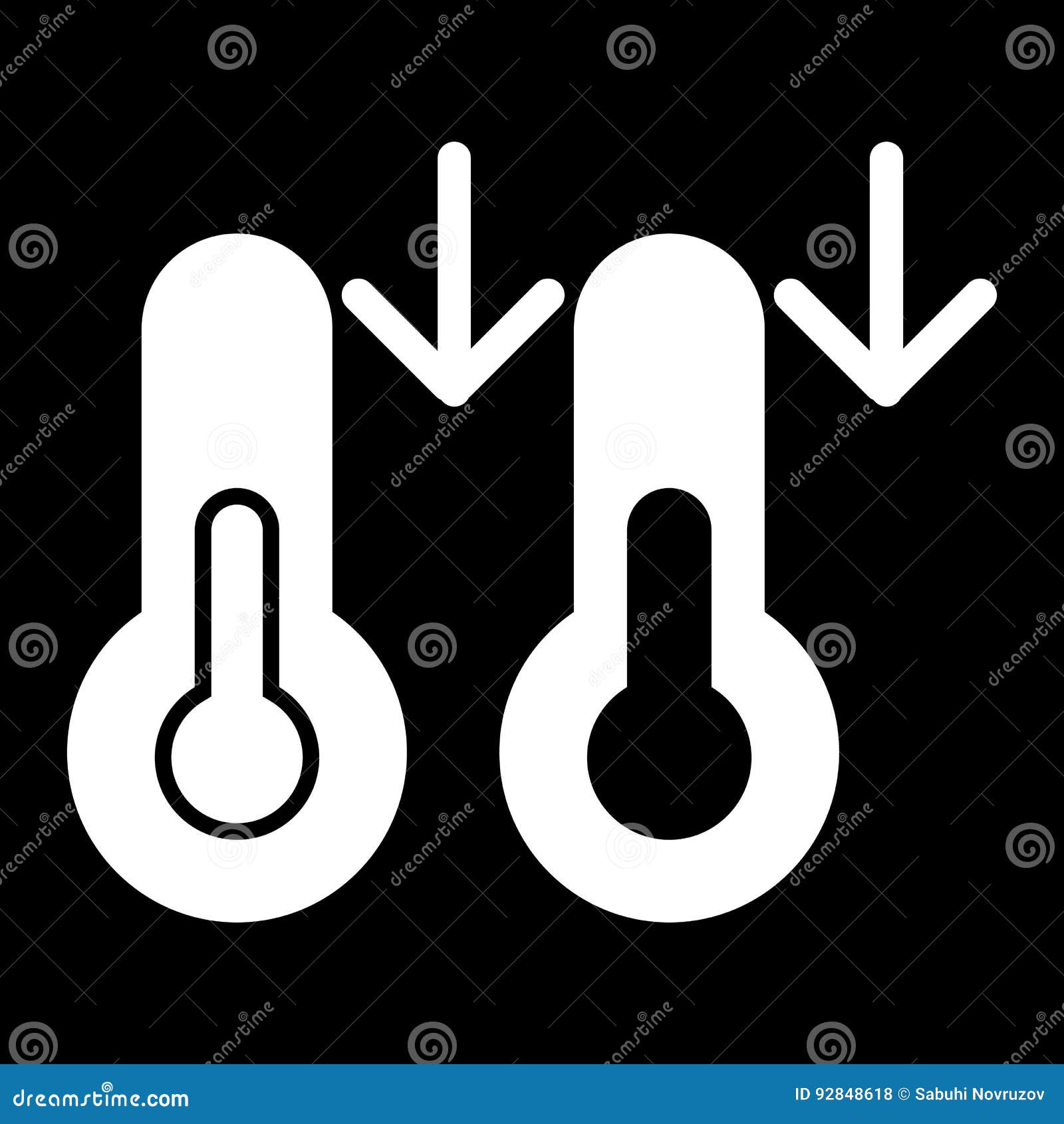 Decrease in Temperature Vector Icon. Black and White Thermometer, Meteorology Forecast ...