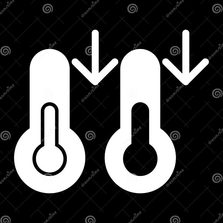 Decrease in Temperature Vector Icon. Black and White Thermometer, Meteorology Forecast ...