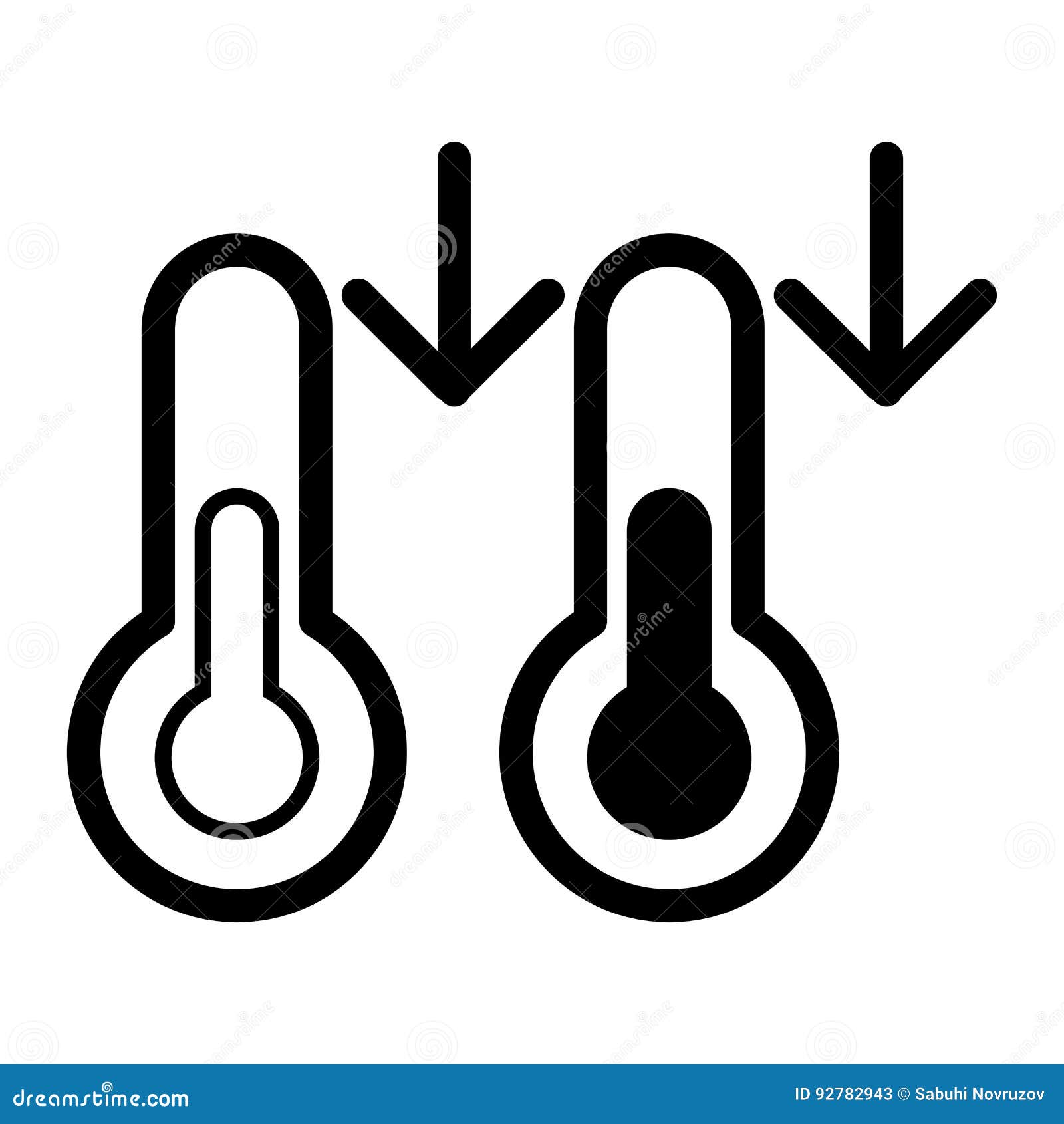Decrease in Temperature Vector Icon. Black and White Thermometer, Meteorology Illustration ...