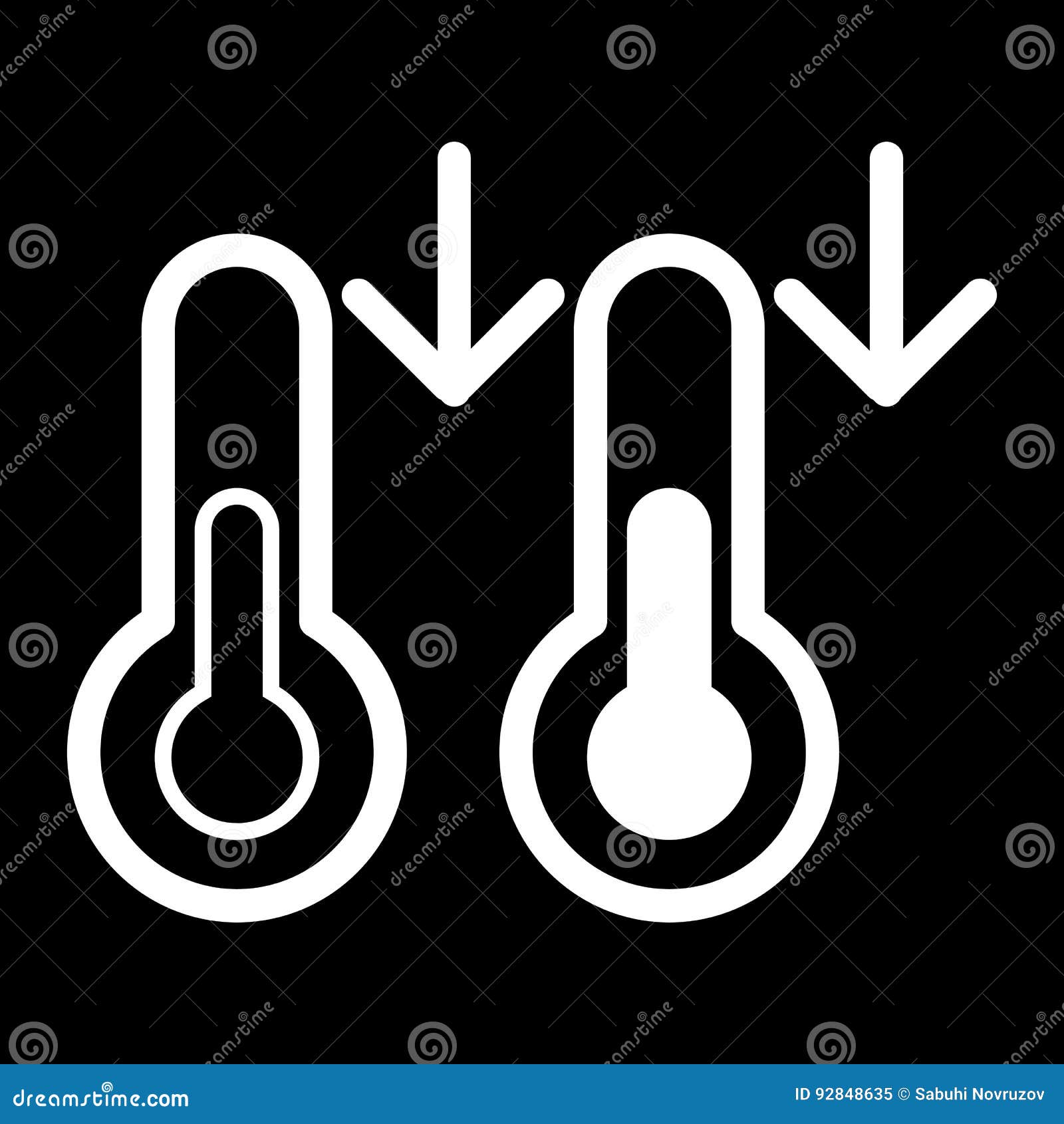 Decrease in Temperature Vector Icon. Black and White Thermometer ...
