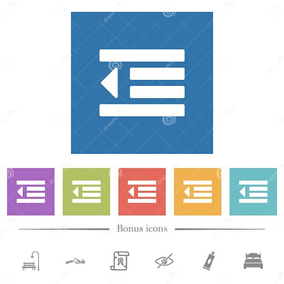 Decrease Text Indentation Flat White Icons in Square Backgrounds Stock Vector - Illustration of ...