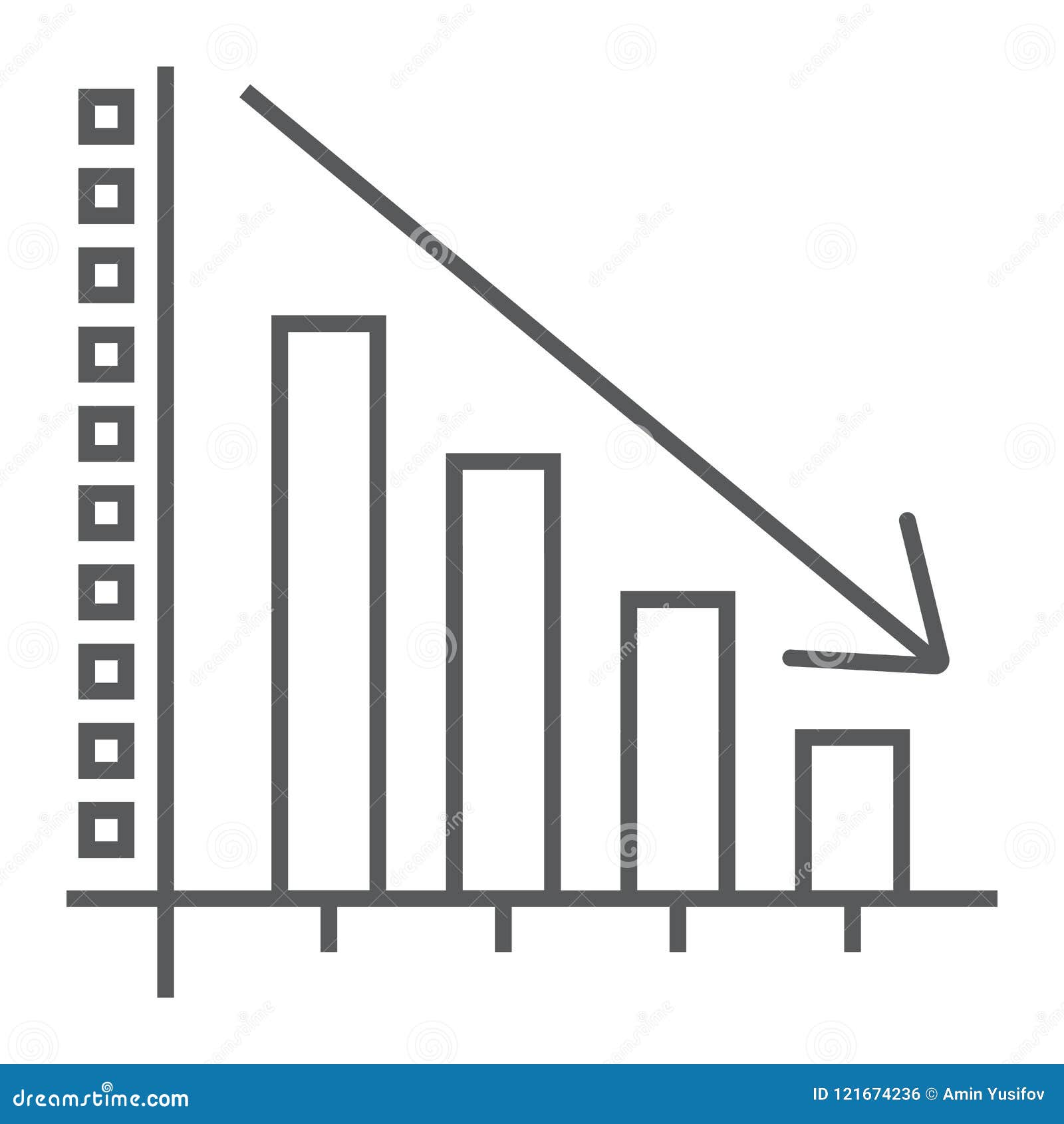 Decrease Thin Line Icon, Reduction and Analytics Stock Vector - Illustration of bankrupt, button ...