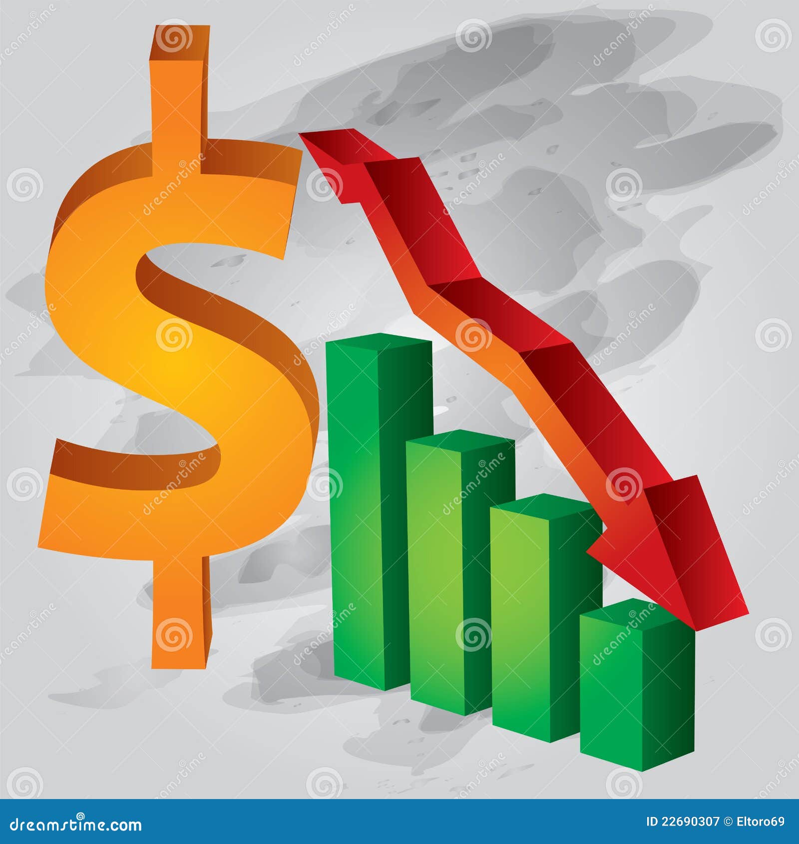 Decrease in US Dollar stock vector. Illustration of icon - 22690307