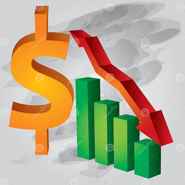 Decrease in US Dollar stock vector. Illustration of icon - 22690307