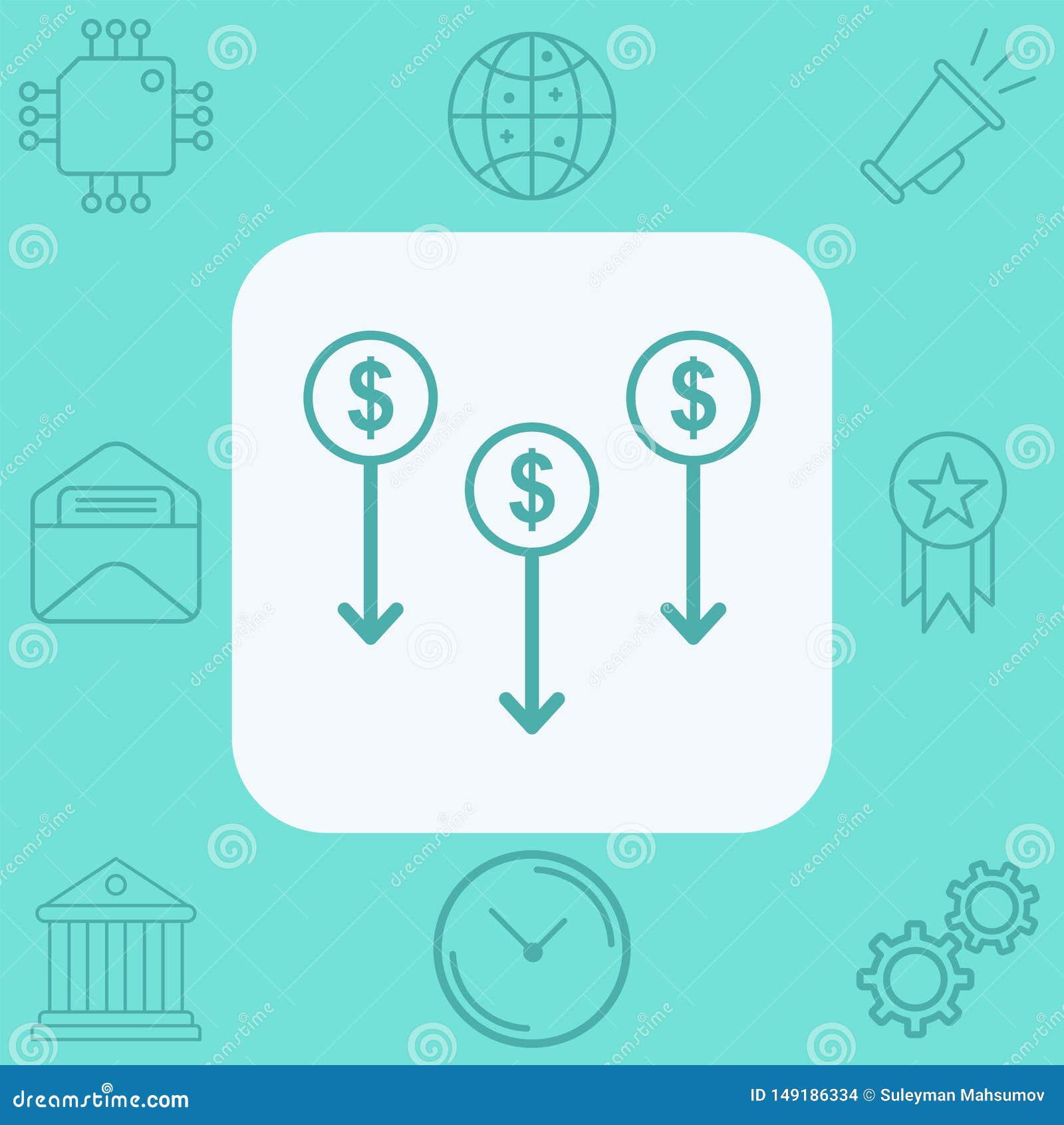 Decrease Vector Icon Sign Symbol Stock Illustration - Illustration of drop, icon: 149186334