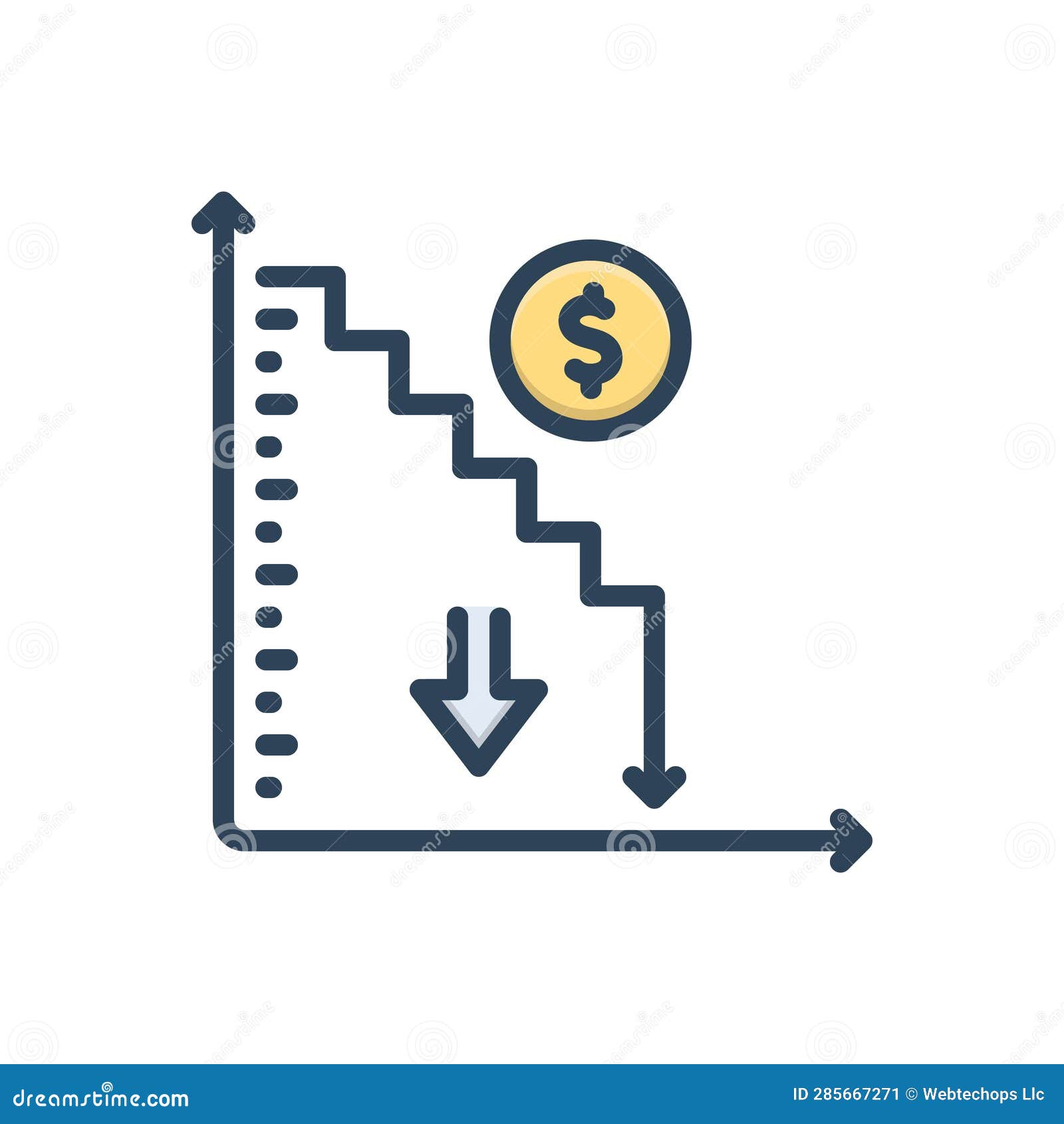 Color Illustration Icon for Decreased, Reduced and Analysis Stock ...