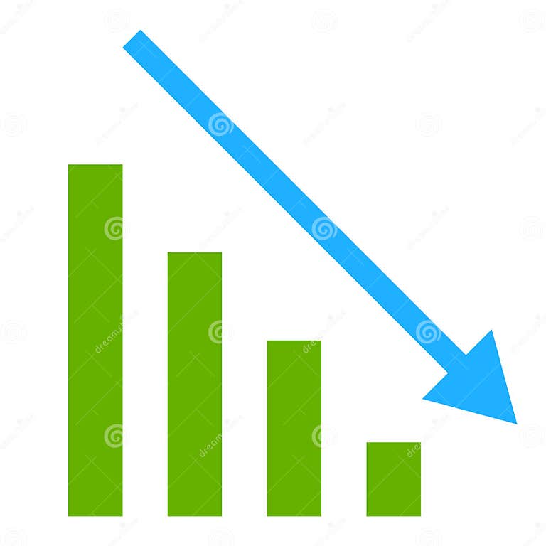 Decreasing Arrow and Bar Graph Icon. Vectors. Stock Vector ...