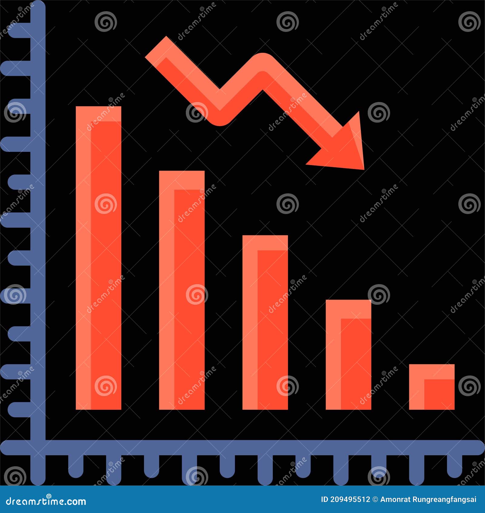 Decreasing Bar Chart Icon, Bankruptcy Related Vector Stock Vector ...