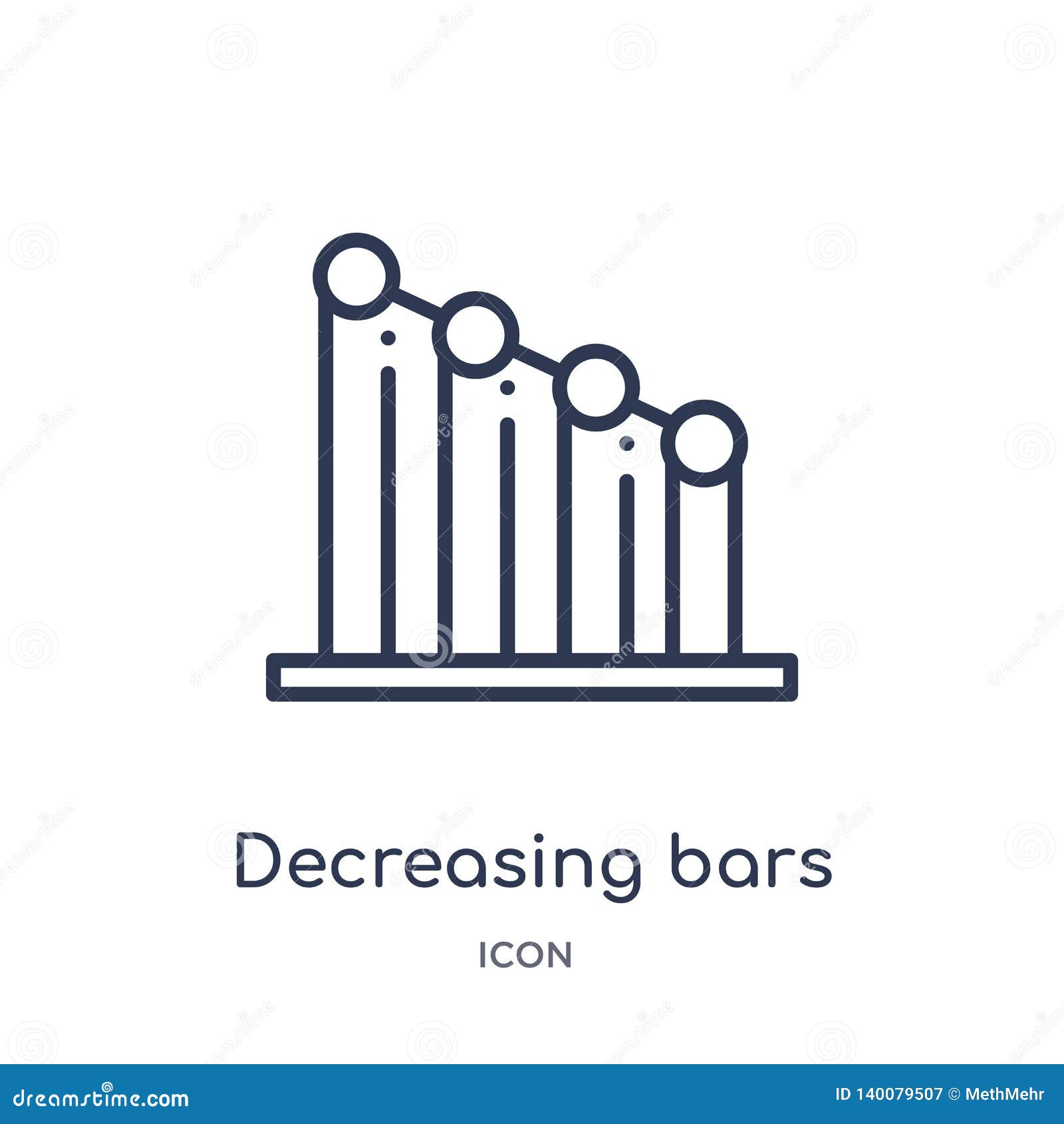 Outline Decreasing Bars Chart Vector Icon. Isolated Black Simple Line Element Illustration From ...