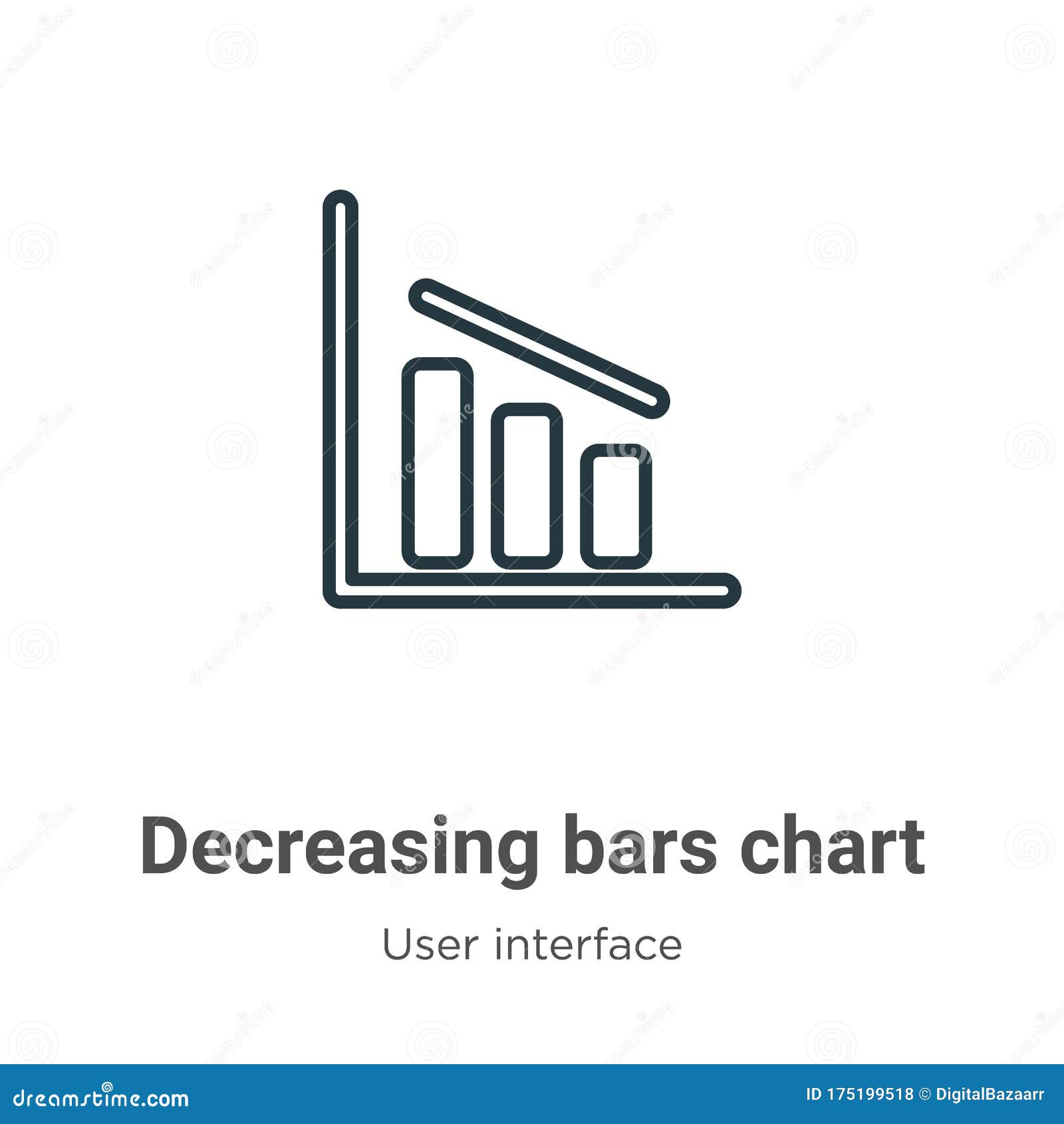 Decreasing Bars Chart Outline Vector Icon. Thin Line Black Decreasing ...