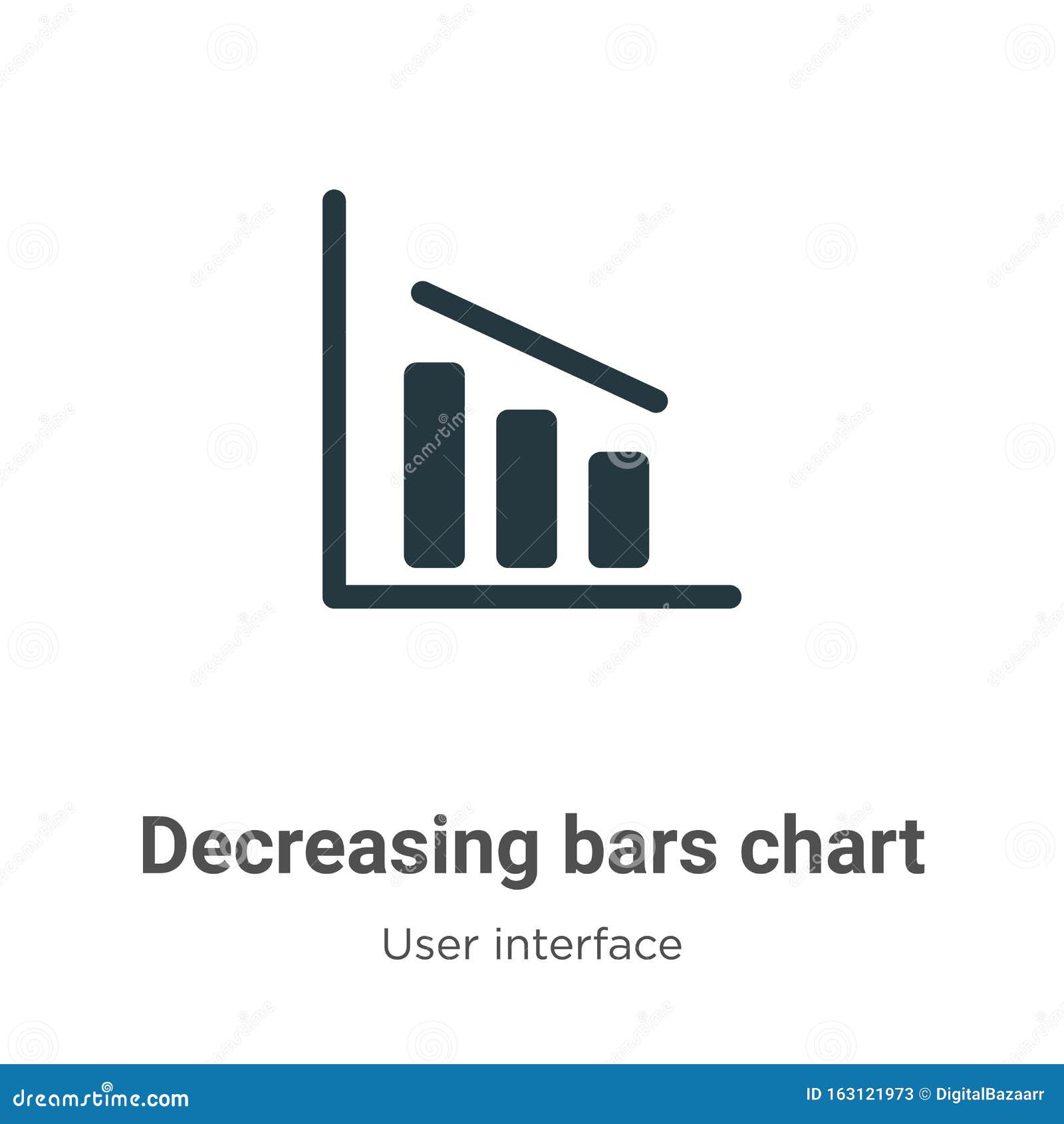 Decreasing Bars Chart Vector Icon On White Background. Flat Vector ...