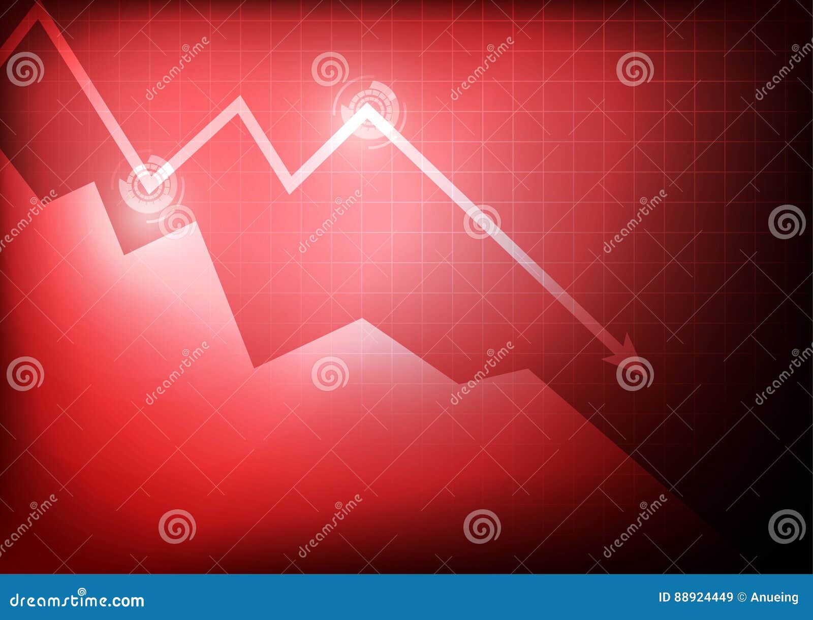 Decreasing Business Graph On Red Background Cartoon Vector ...