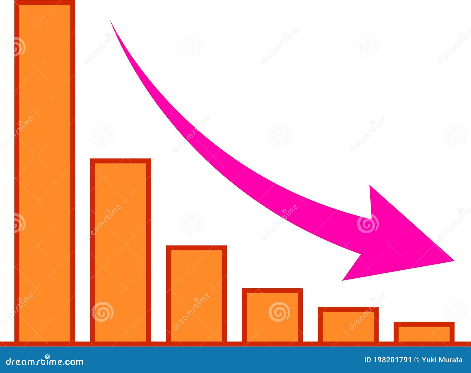 Decreasing graph and arrow stock vector. Illustration of vector - 198201791