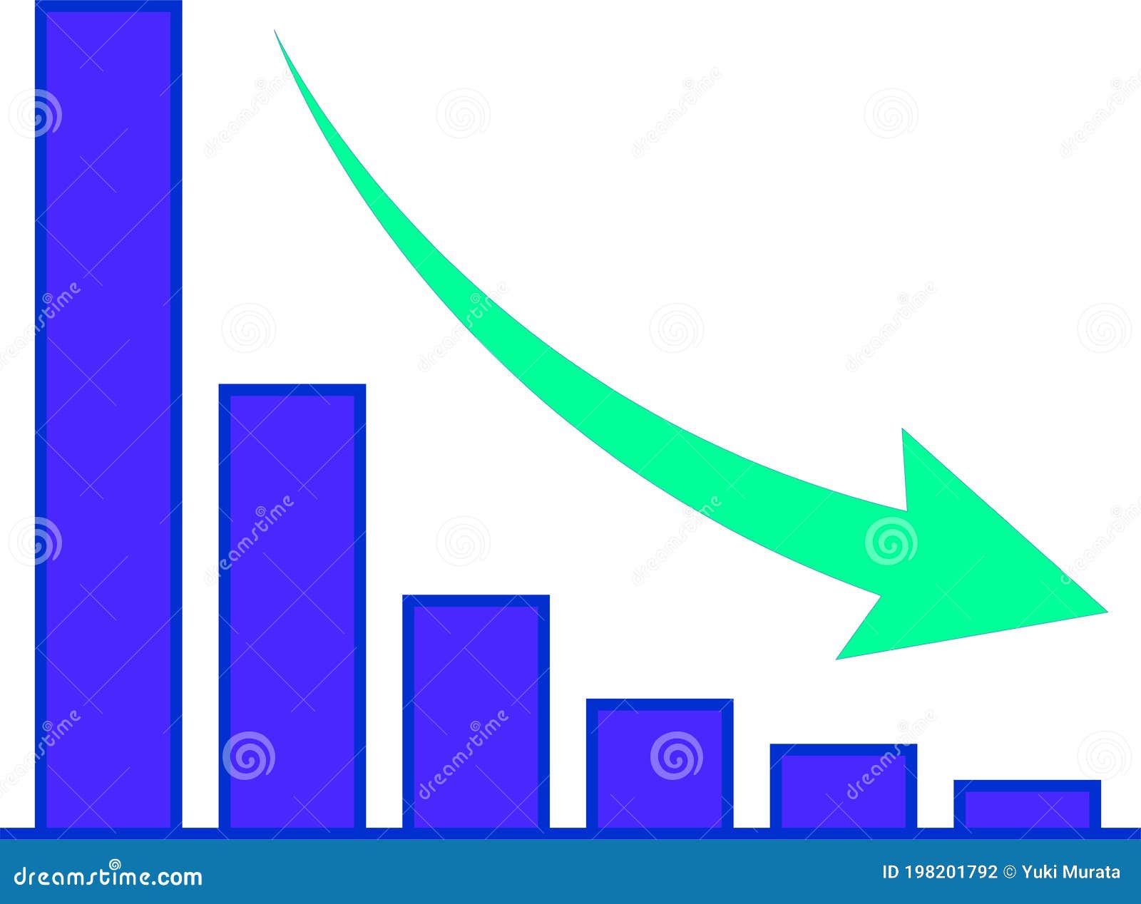 Decreasing graph and arrow stock vector. Illustration of office - 198201792