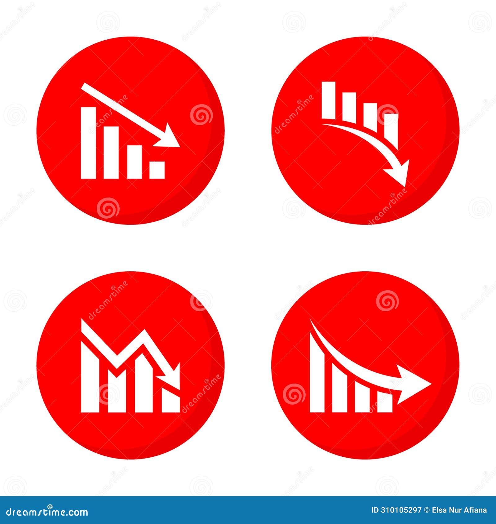 Decreasing Graph Icon Vector in Flat Style. Market Crash Concept Stock ...