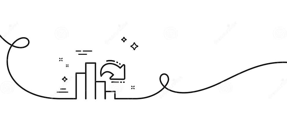 Decreasing Graph Line Icon Column Chart Sign Continuous Line With Curl Vector Stock