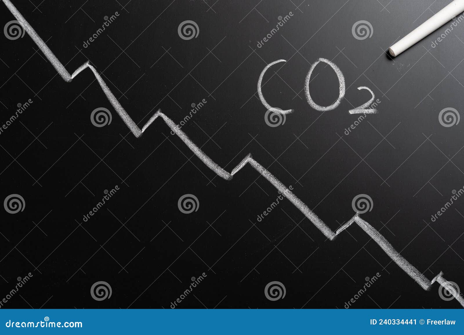 Decreasing Lines on Blackboard Showing CO2 Reducing Trend Stock Image ...