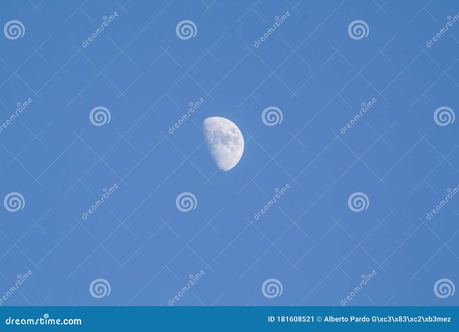 Decreasing Moon on Blue Background Stock Image - Image of celestial ...