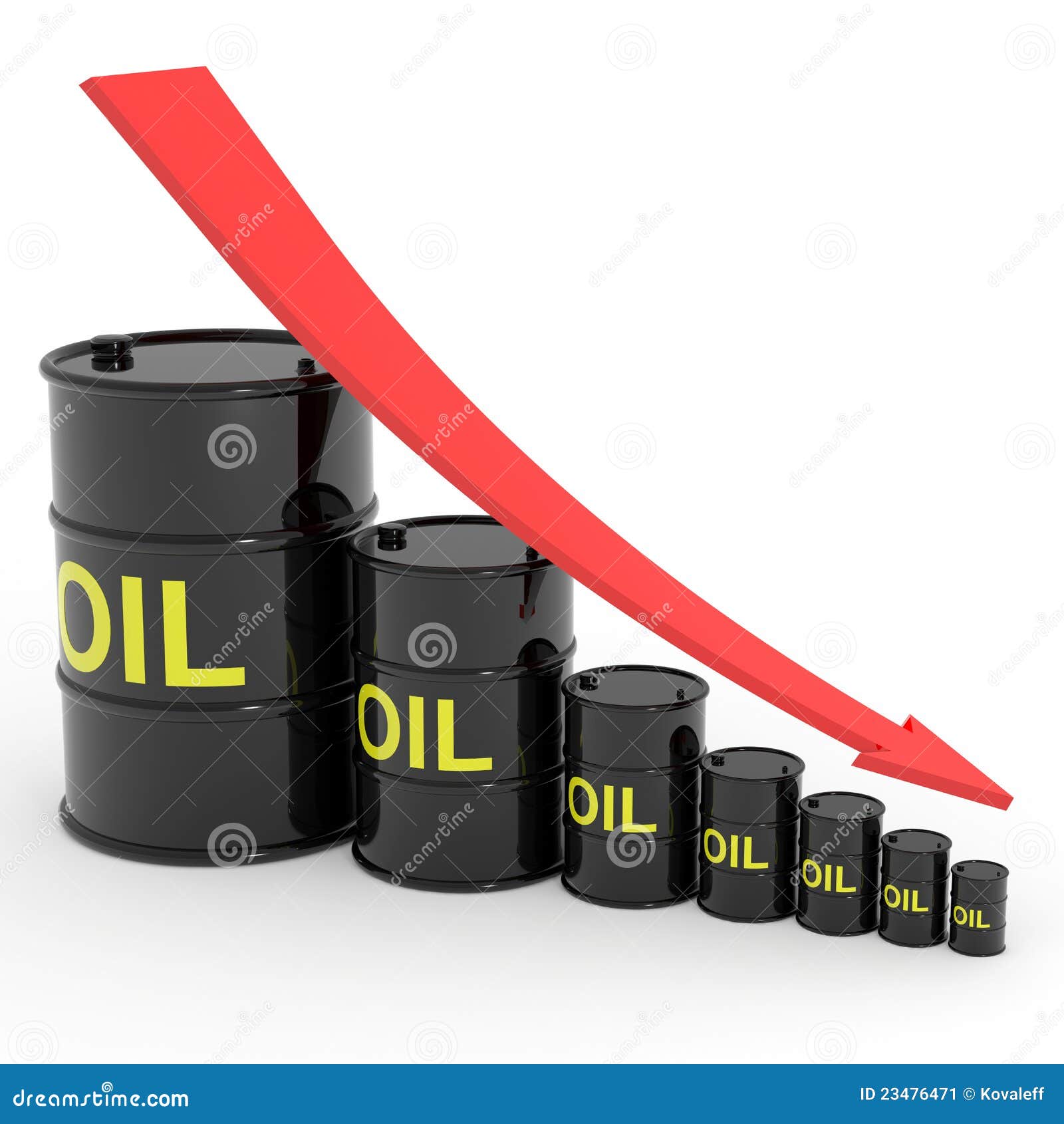 Decreasing Oil Barrels Graph. Stock Illustration - Illustration of price, drop: 23476471