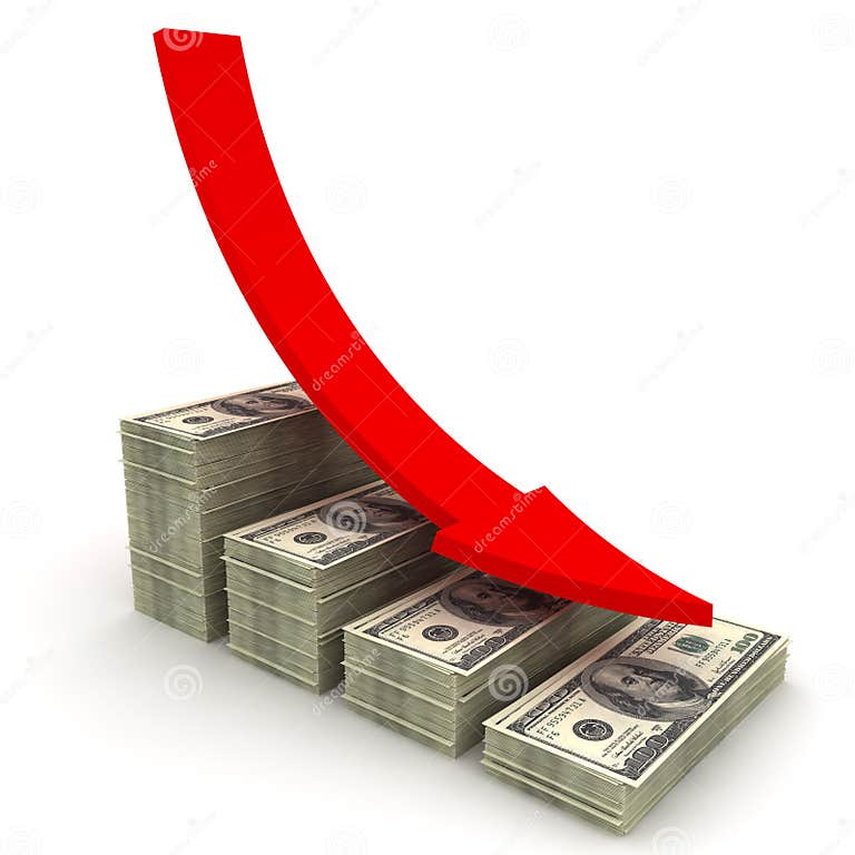 Decreasing Value of Dollar. Stock Illustration - Illustration of drop ...