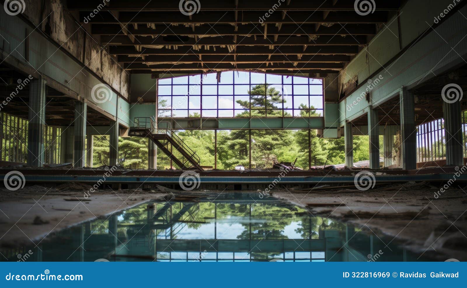 Decrepit Empty Swimming Pool, Silent And Neglected Stock Image ...