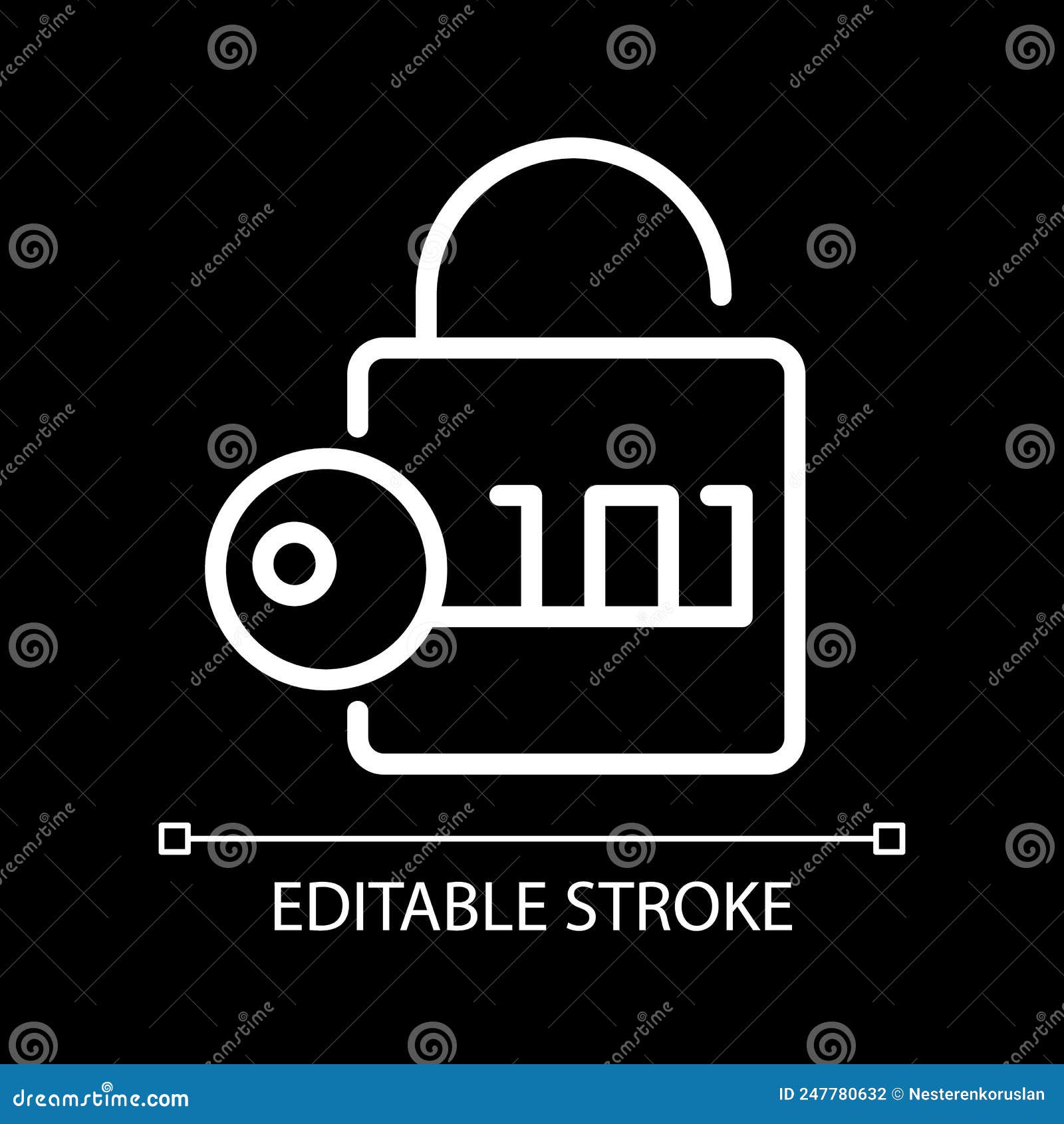 Decryption Pixel Perfect White Linear Icon for Dark Theme Stock Vector ...