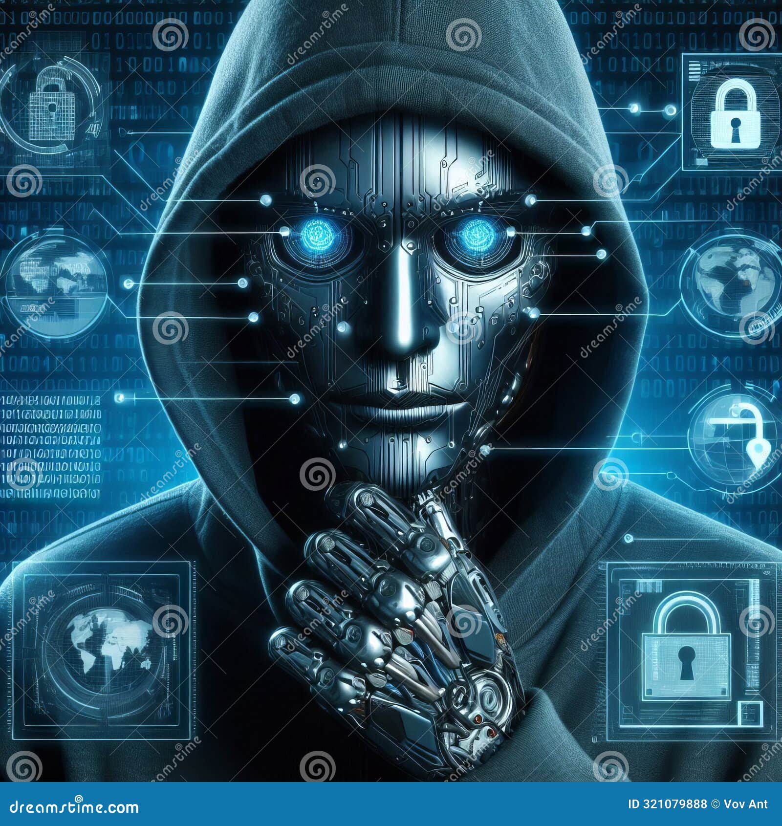 Digital Disguise: Neon Green Hood And ASCII Art Royalty-Free Stock ...