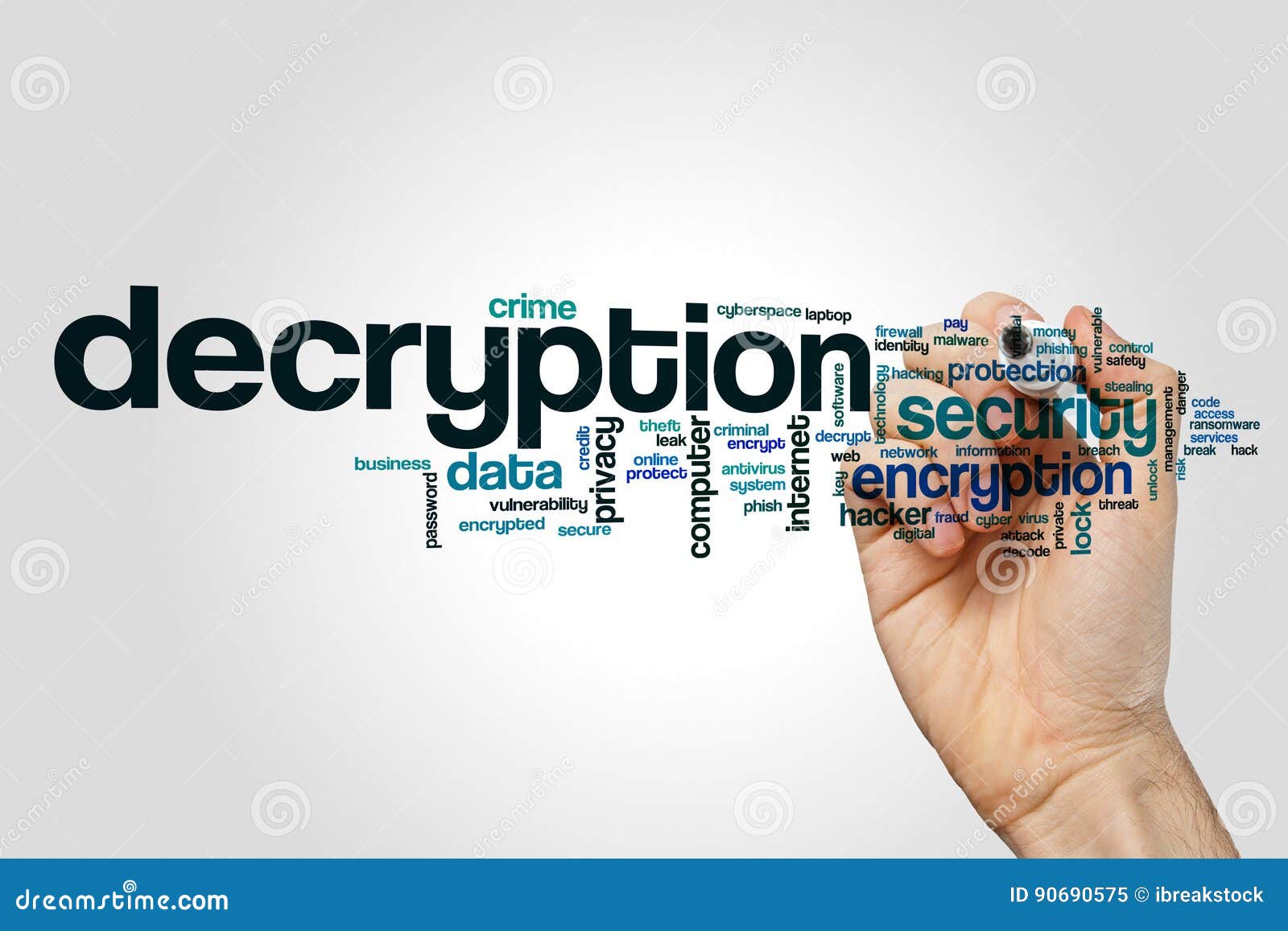 Decryption Word Cloud Concept on Grey Background Stock Image - Image of ...