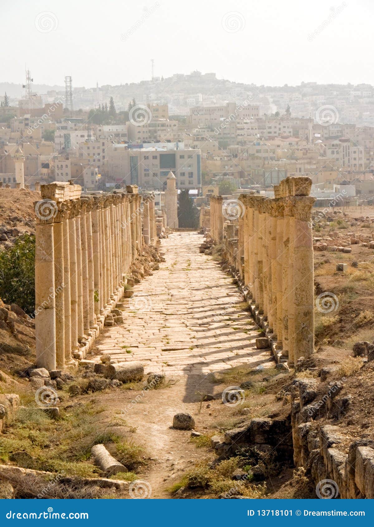 Decumanus in Jerash, Jordan Stock Image - Image of excavation, culture ...