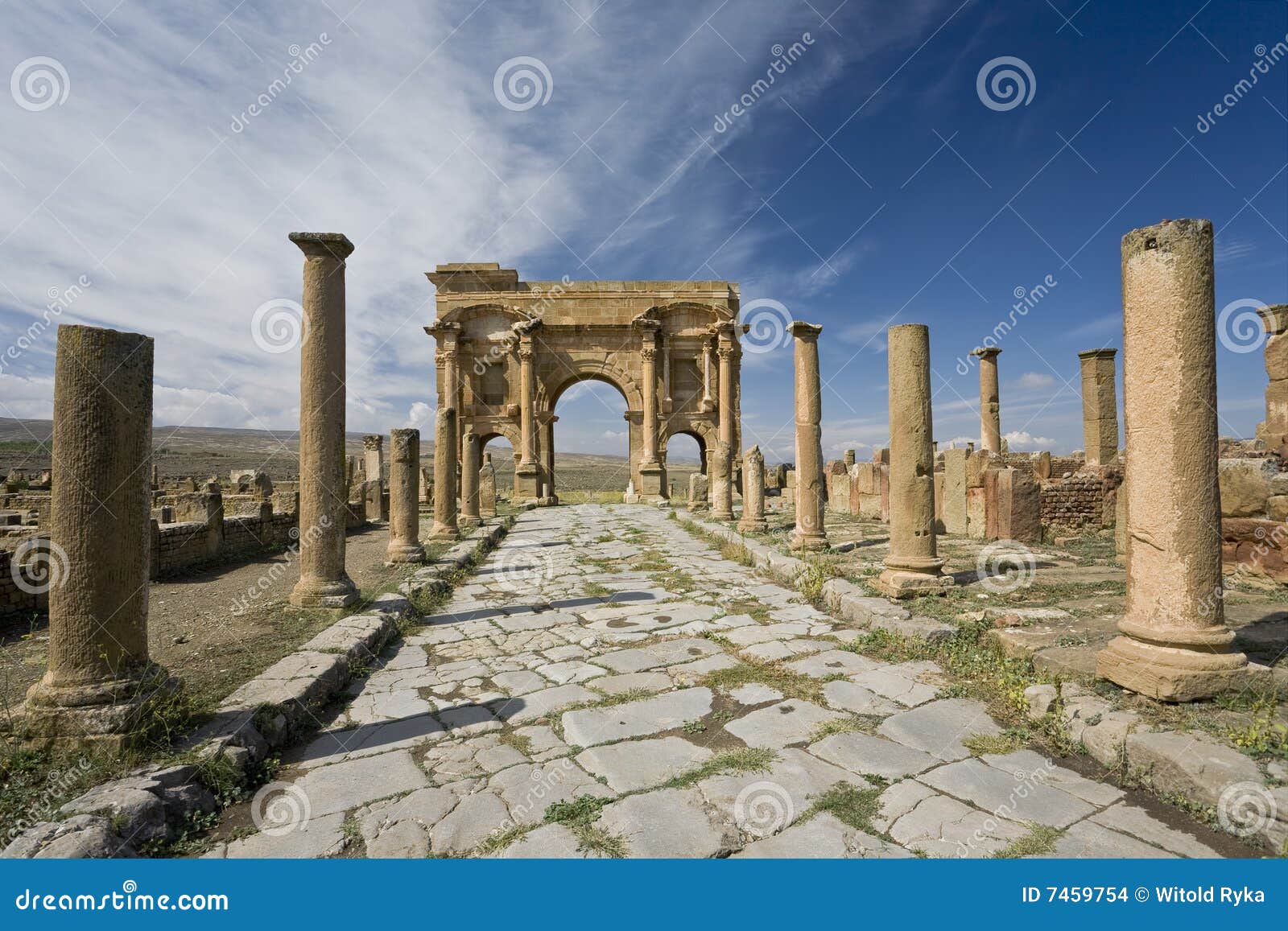 Decumanus street in Timgad stock photo. Image of roman - 7459754