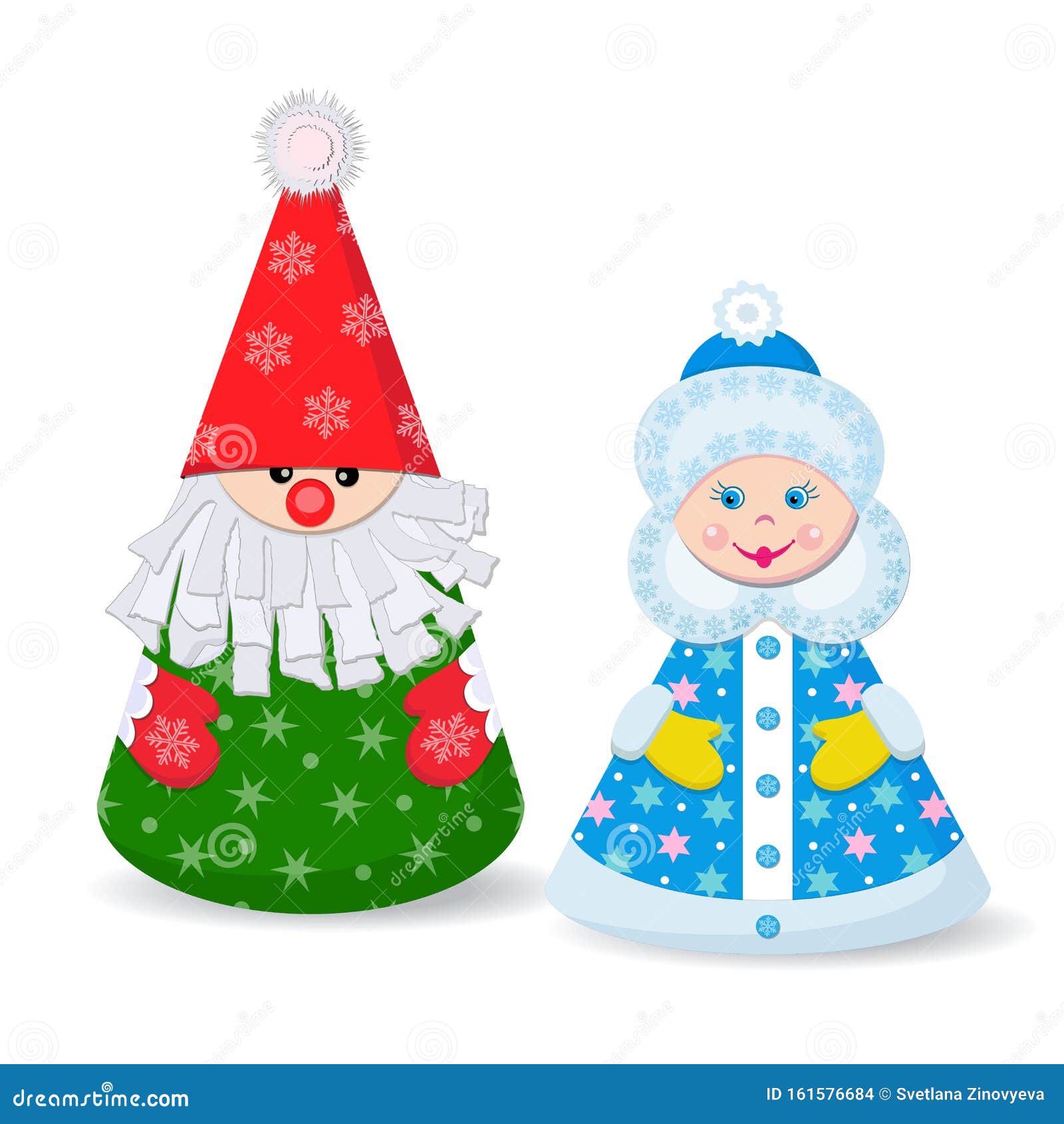 Ded Moroz and Snegurochka. Paper Toy. Vector Illustration Stock Vector ...