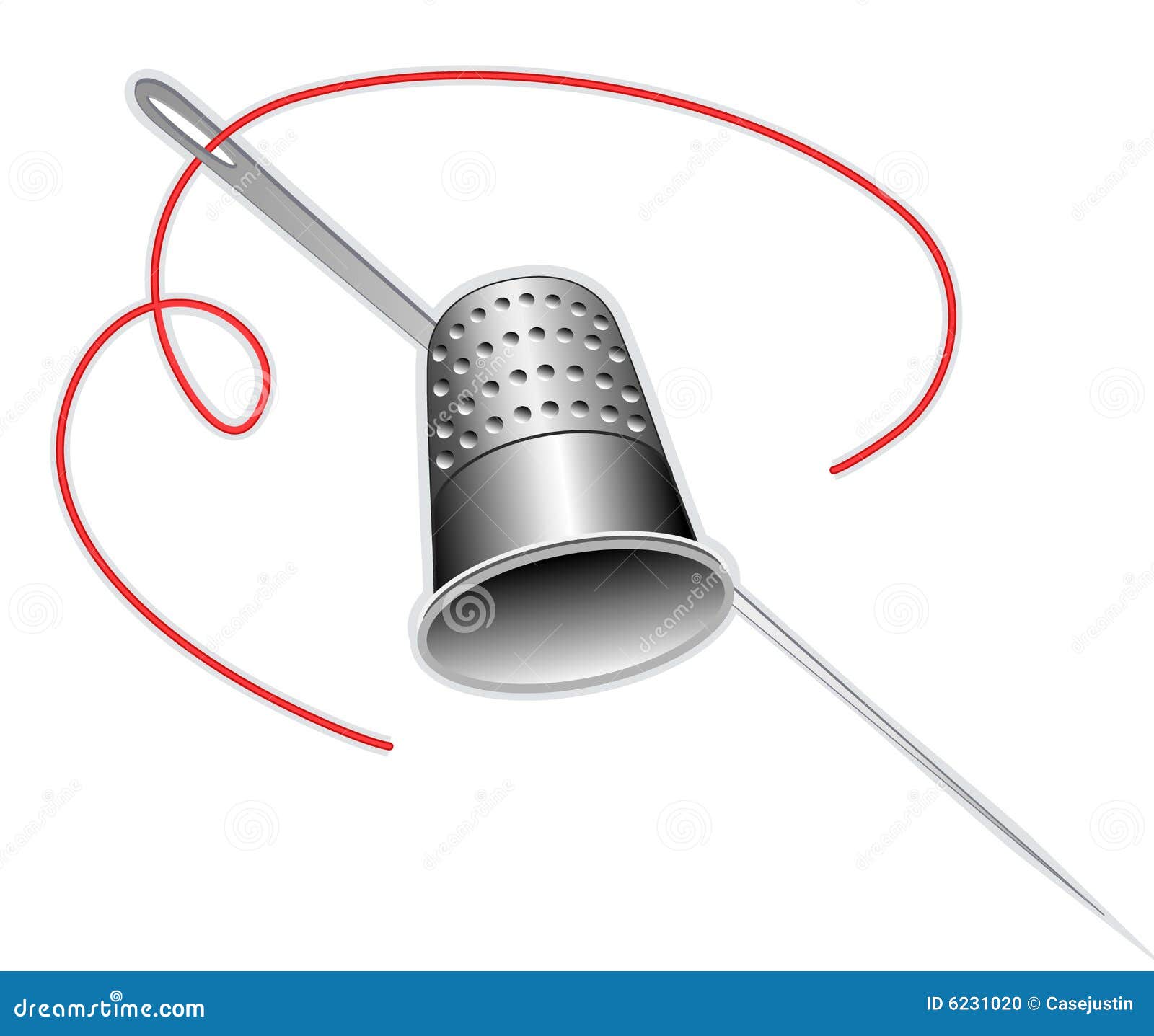 Dedal De Plata, Aguja Y Cuerda De Rosca De +EPS Ilustración del Vector ...