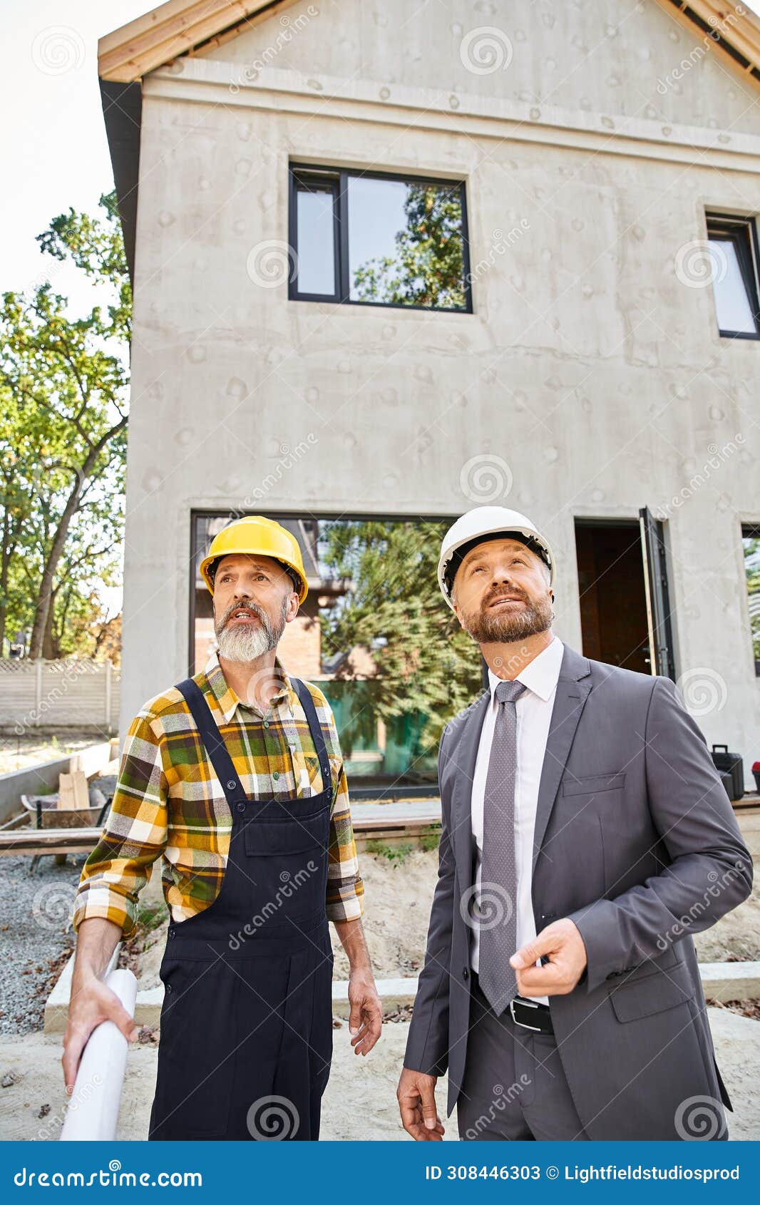 Dedicated Architect and Builder in Suit Stock Image - Image of ...