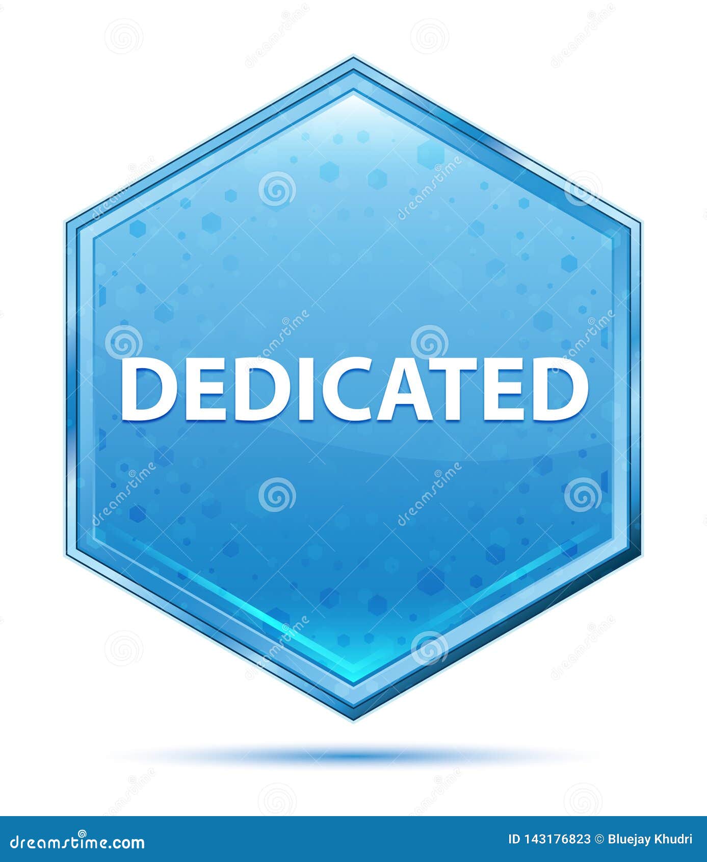 Dedicated Crystal Blue Hexagon Button Stock Illustration - Illustration ...