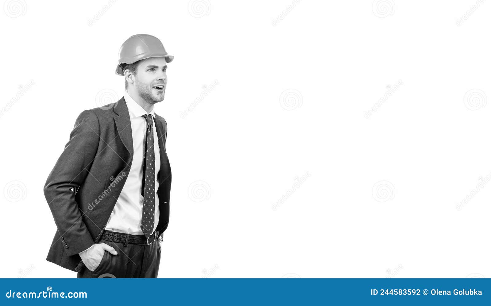 Always Dedicated and Devoted. Happy Engineer Isolated on White Stock ...