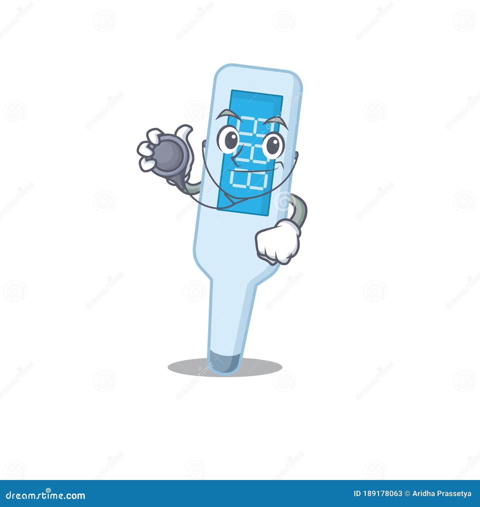 A Dedicated Digital Thermometer Doctor Caricature Design Working with ...