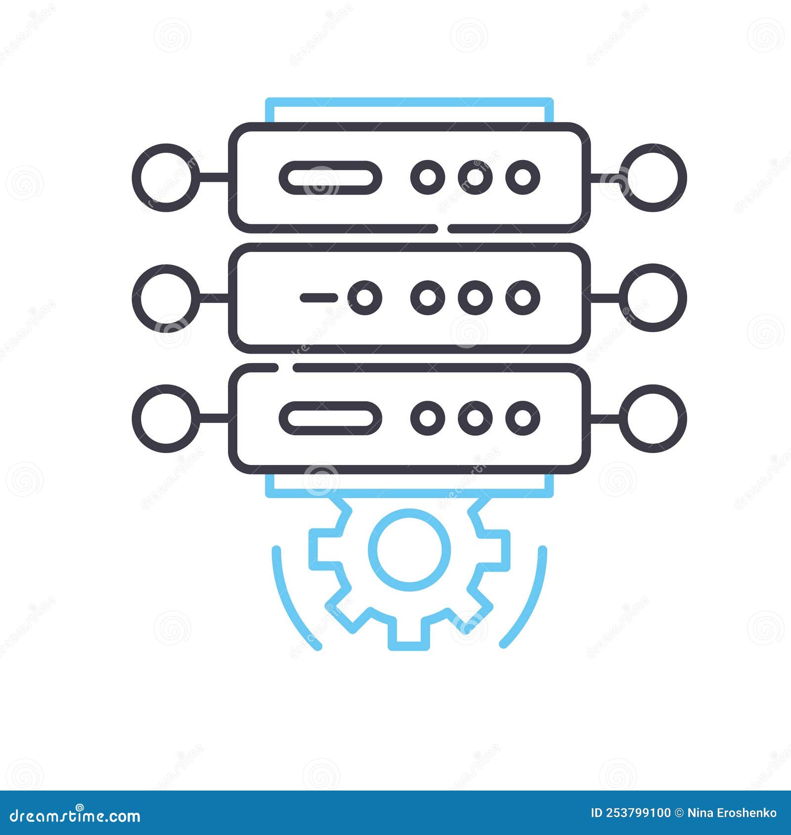 Dedicated Hosting Line Icon, Outline Symbol, Vector Illustration ...