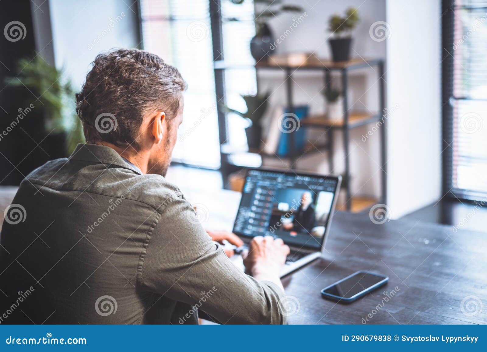 Dedicated Mid-aged Worker in Office Setting, Skilled Programmer, Deeply ...