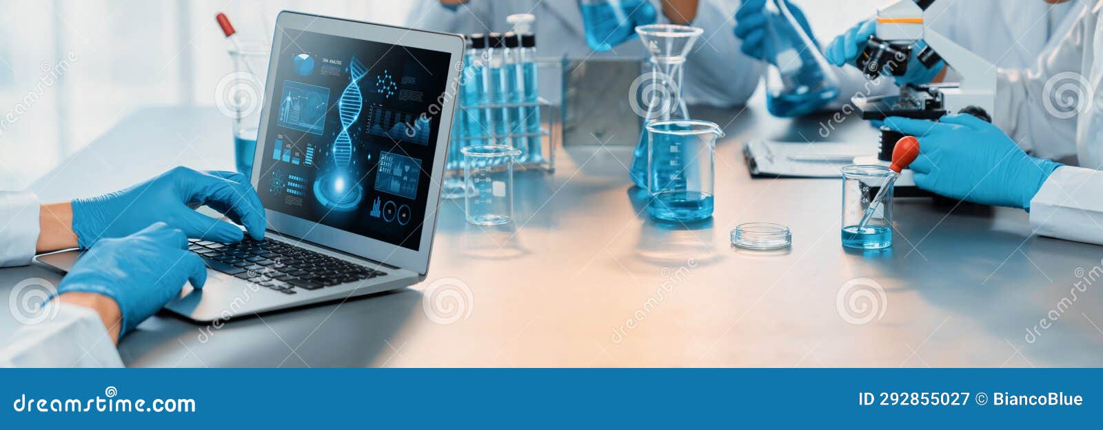 Scientist Working on Biotechnology Computer Software To Study DNA ...