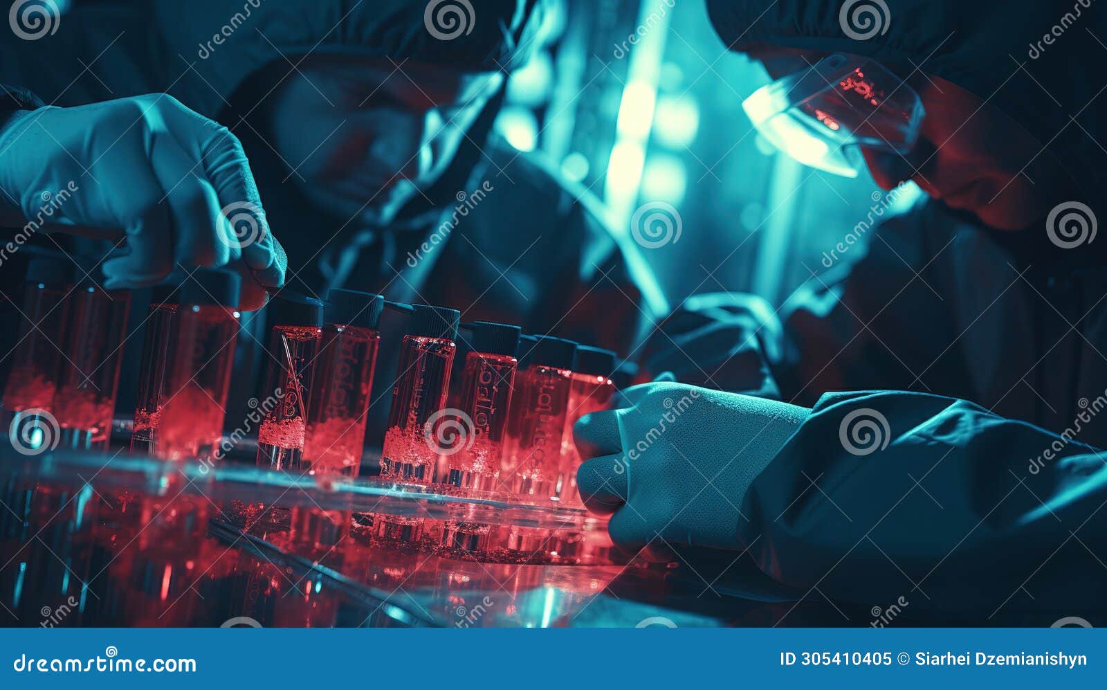 Dedicated Scientists Doing Research Analyzing Samples Under Microscope ...