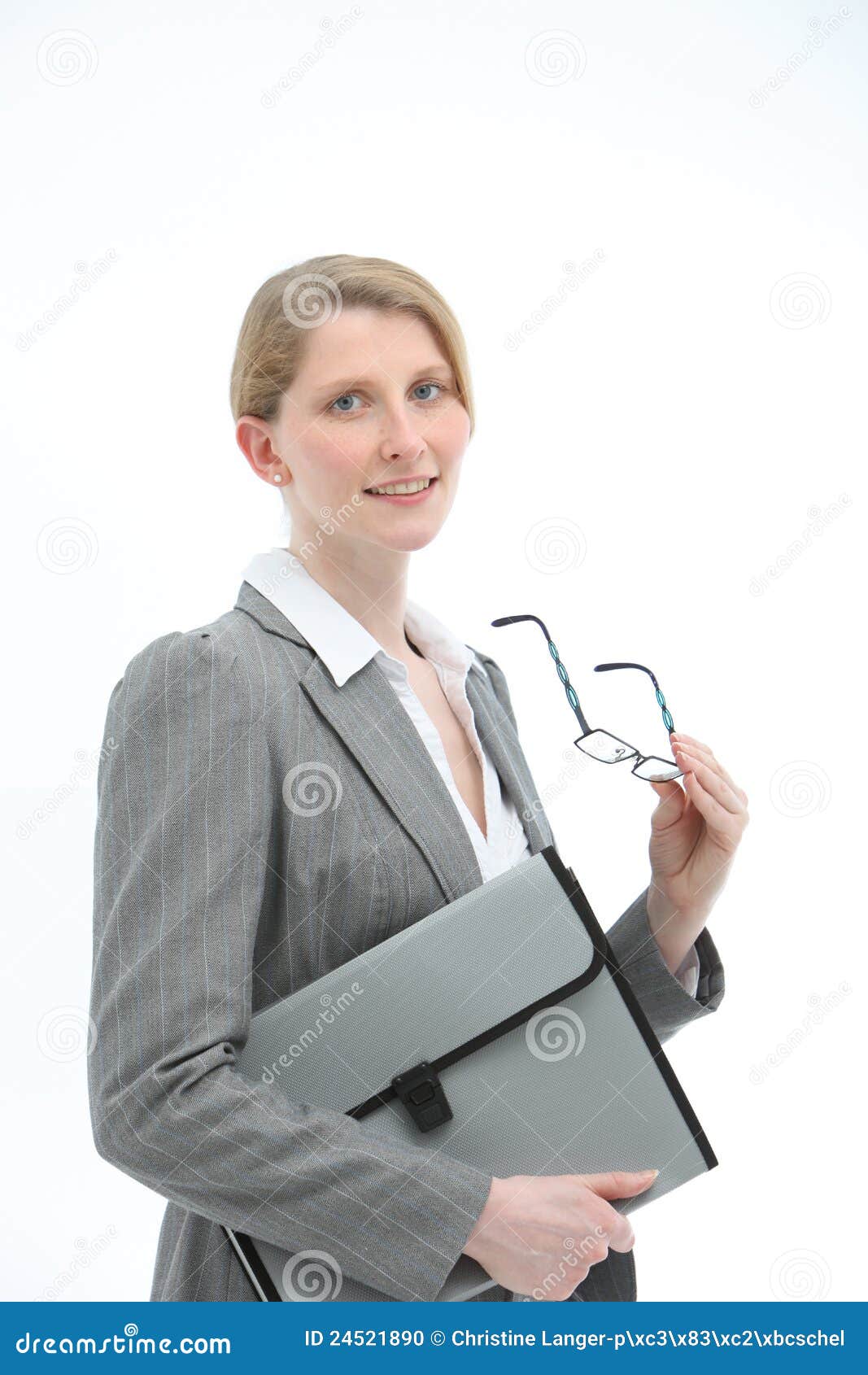 Dedicated Secretary with Folio File Stock Photo - Image of responsible ...