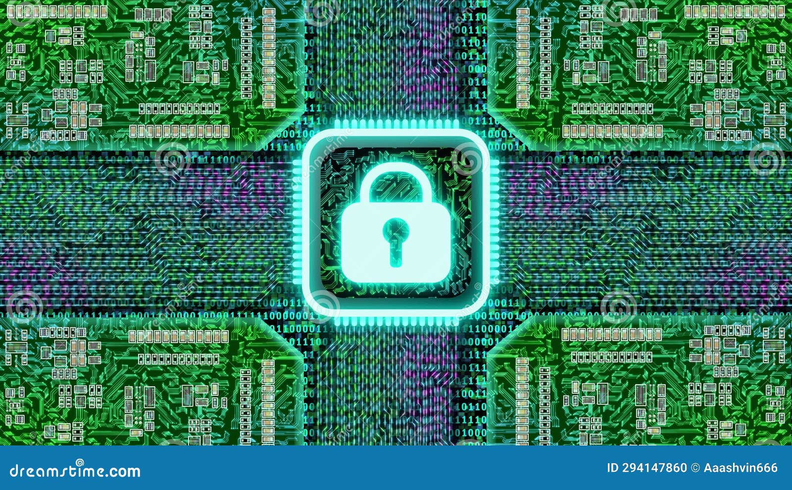Dedicated Security Chip Animation with Bright Circuit Lines and ...