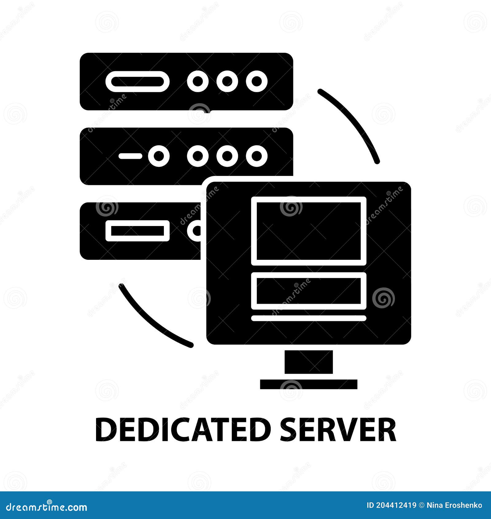 Dedicated Server Icon, Black Vector Sign with Editable Strokes, Concept ...